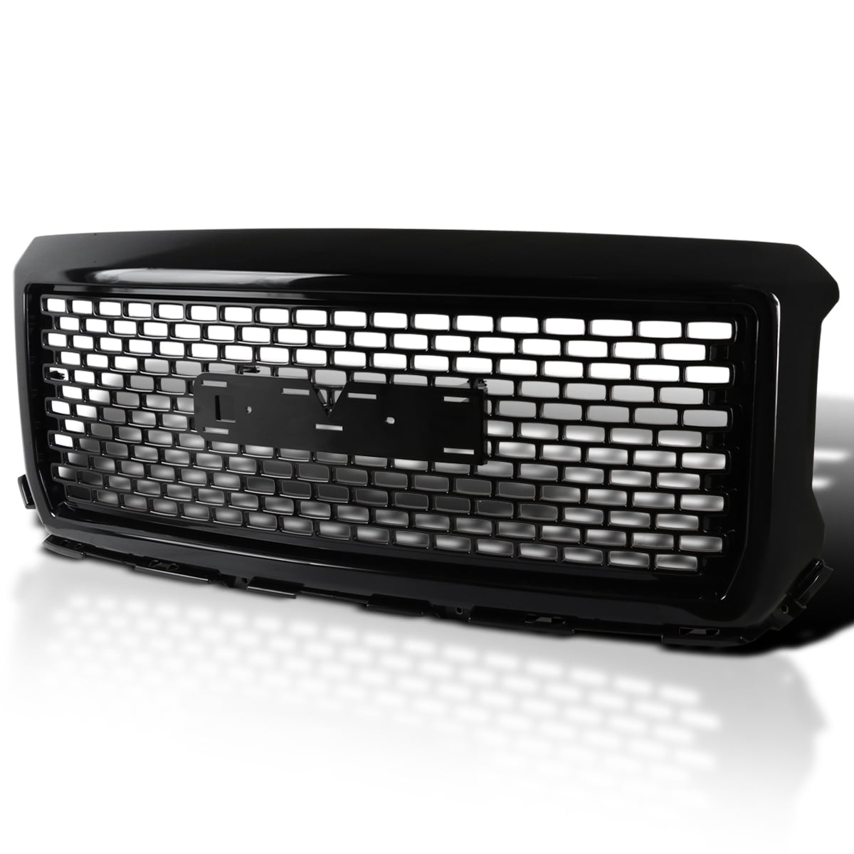 Spec-D Tuning Polished Black Denali Style Front Bumper Hood Grille ...