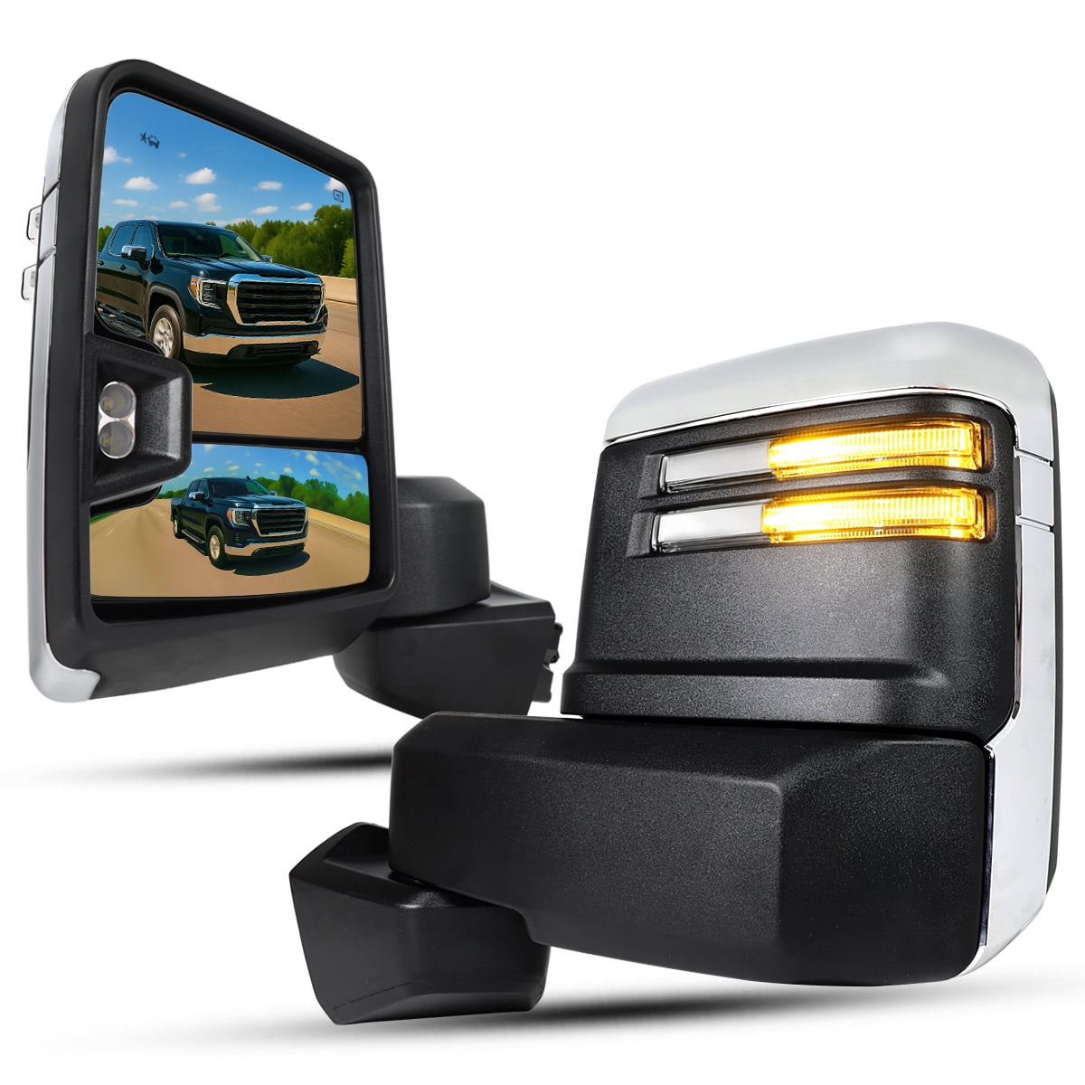 Spec-D Tuning Chrome Trim Power Heated Tow Mirrors w/ LED Signal, Blind ...