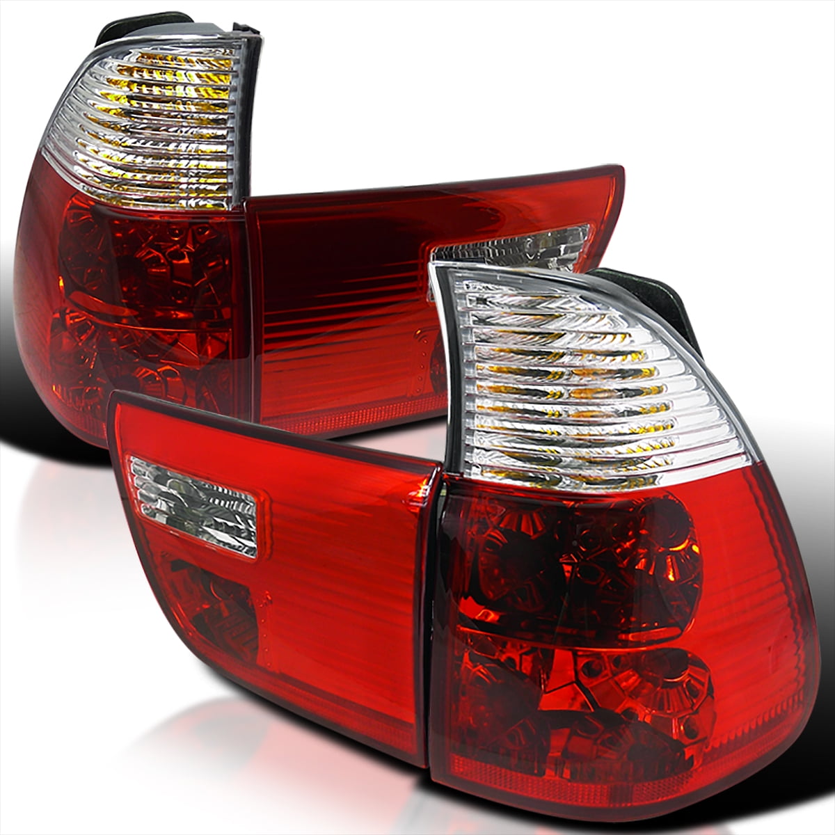 Spec-D Tuning Red Clear Lens Tail Lights Compatible with 2000-2006 BMW ...