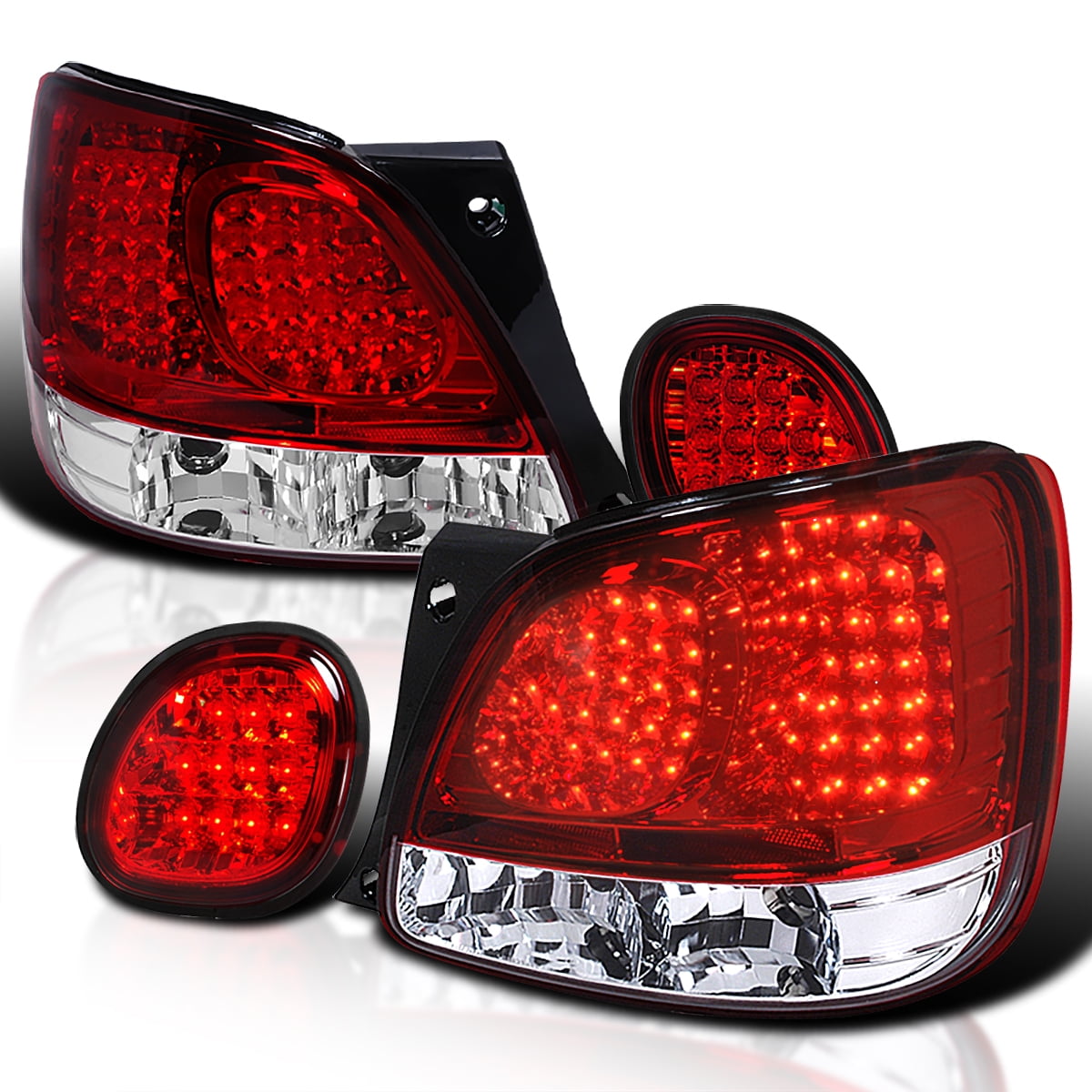 Spec-D Tuning Red Clear LED Tail and Trunk Lights for 1998-2005 Lexus ...