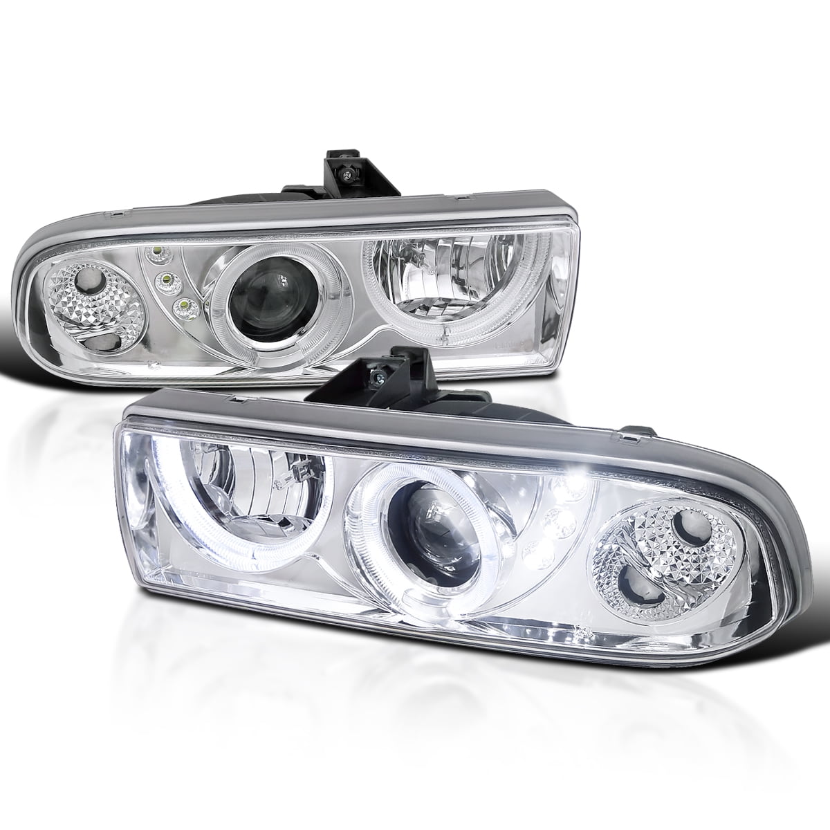 Spec-D Tuning SMD LED Dual Halo Chrome Housing Clear Lens Projector ...