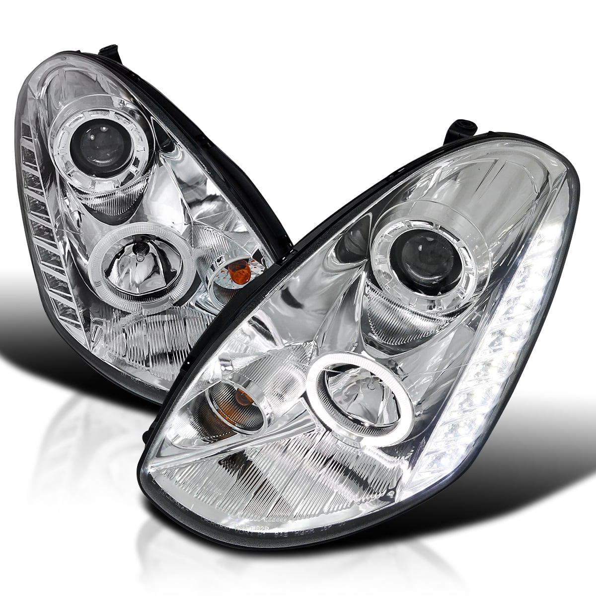 Spec-D Tuning SMD LED Halo Chrome Housing Clear Lens Projector ...
