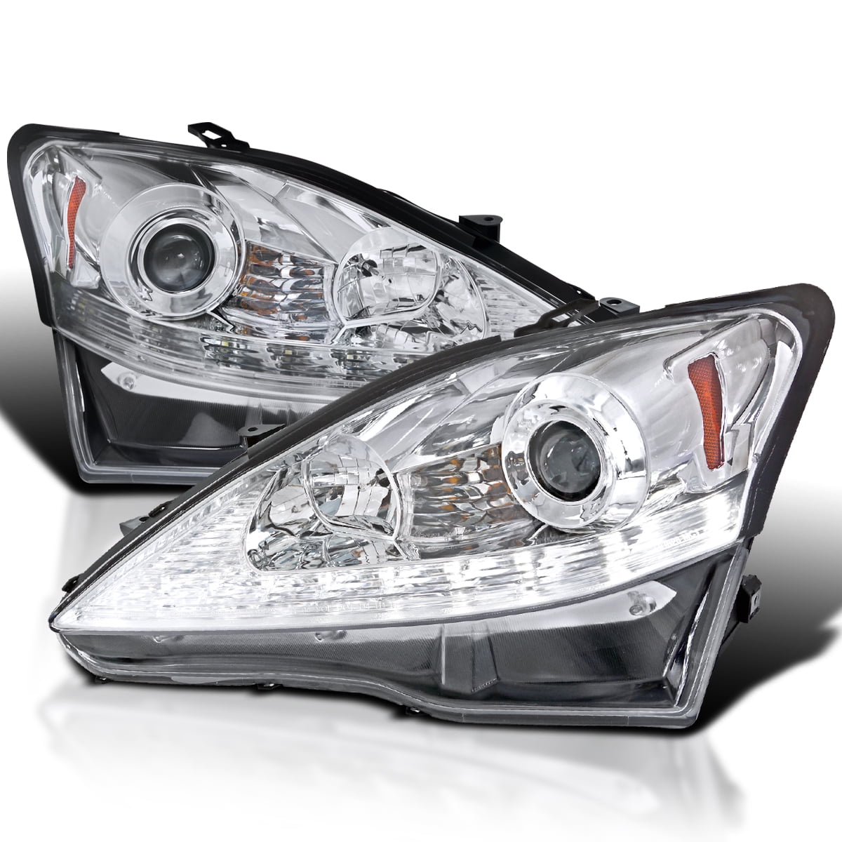Spec-D Tuning SMD LED Chrome Housing Clear Lens Projector Headlights ...