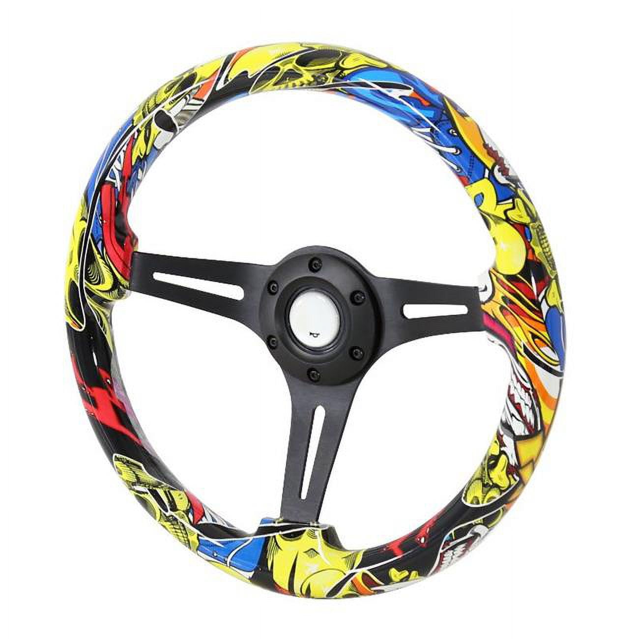 Spec D Tuning SW-941-BK-TY 350 mm Steering Wheel with Graphic Black ...