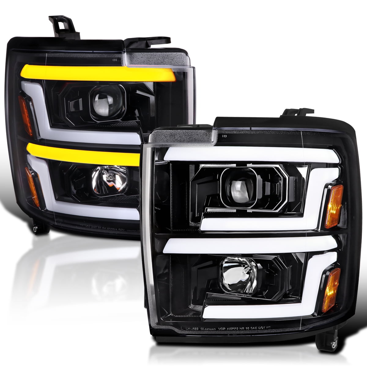 Spec-D Tuning Slick Black Projector Headlights w/ Sequential Switchback ...