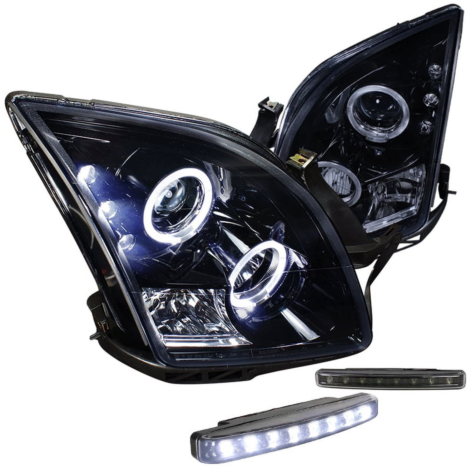 Spec-D Tuning Smoke Halo Glossy Black Projector Headlights + 8-LED Fog ...
