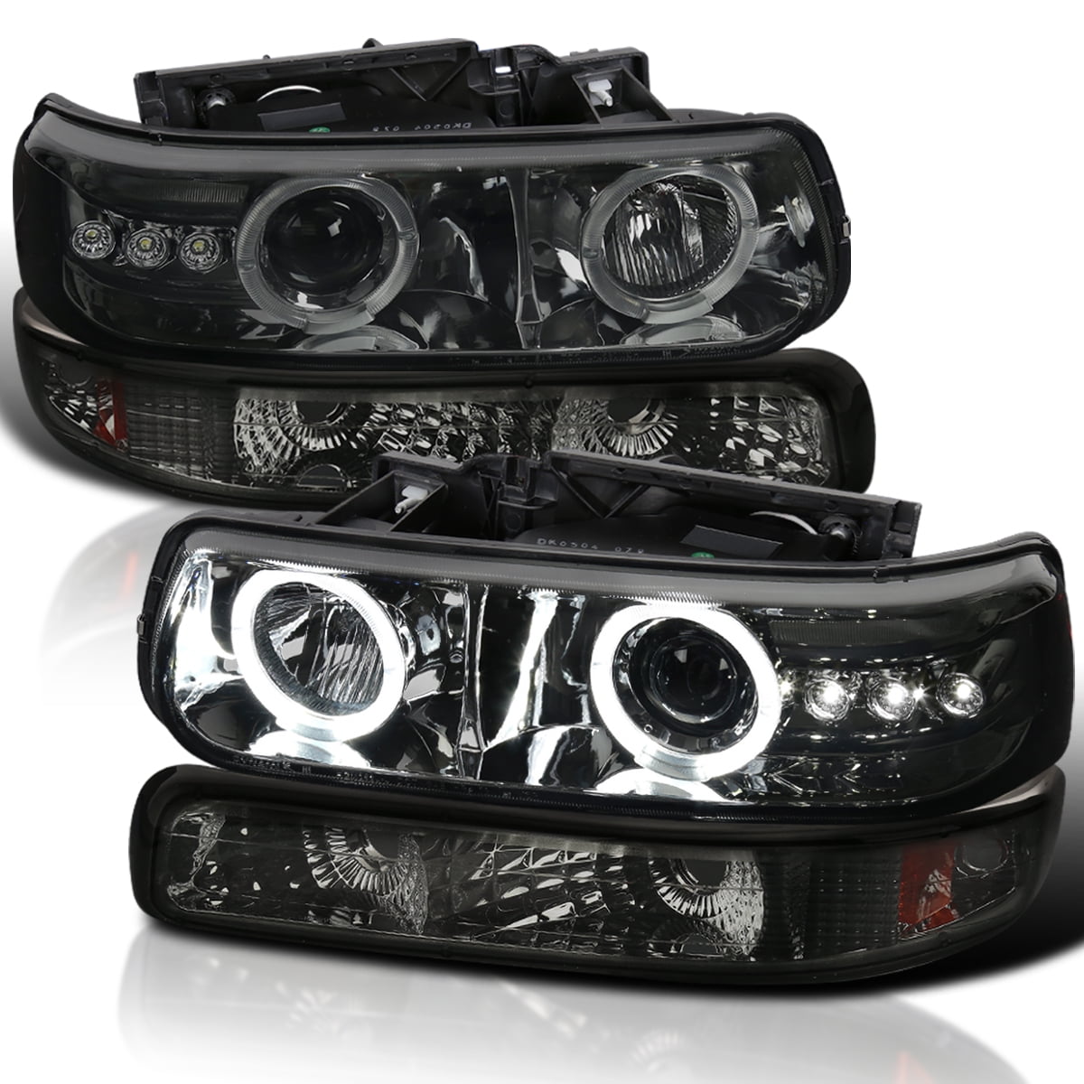 Spec-D Tuning Smoke Halo LED Projector Headlights + Smoke Bumper Lights ...