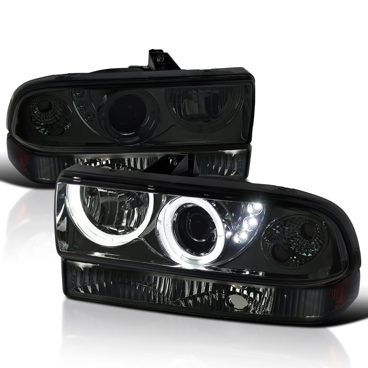 Spec-D Tuning S10 Blazer Smoke LED Halo Front Light + Amber Bumper Lamp ...