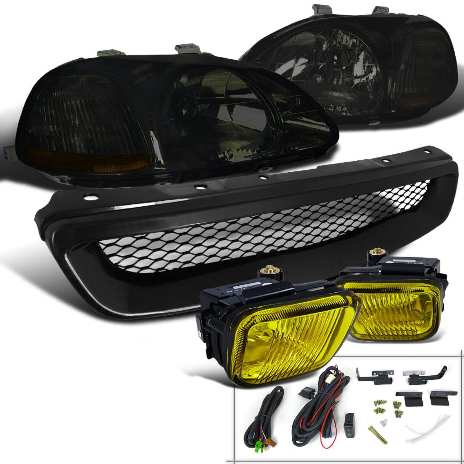Spec-D Tuning Smoke Headlights + Fog Lights + Grill Compatible with ...