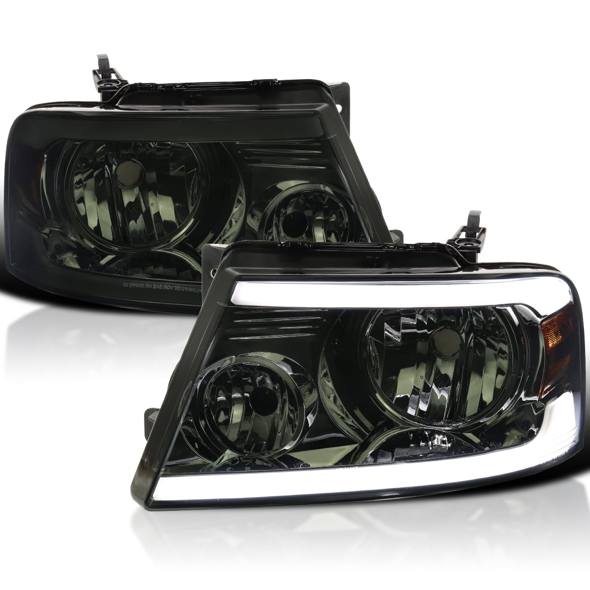 Spec-D Tuning Smoke Headlights w/ LED Bar Strip Compatible with 2004 ...