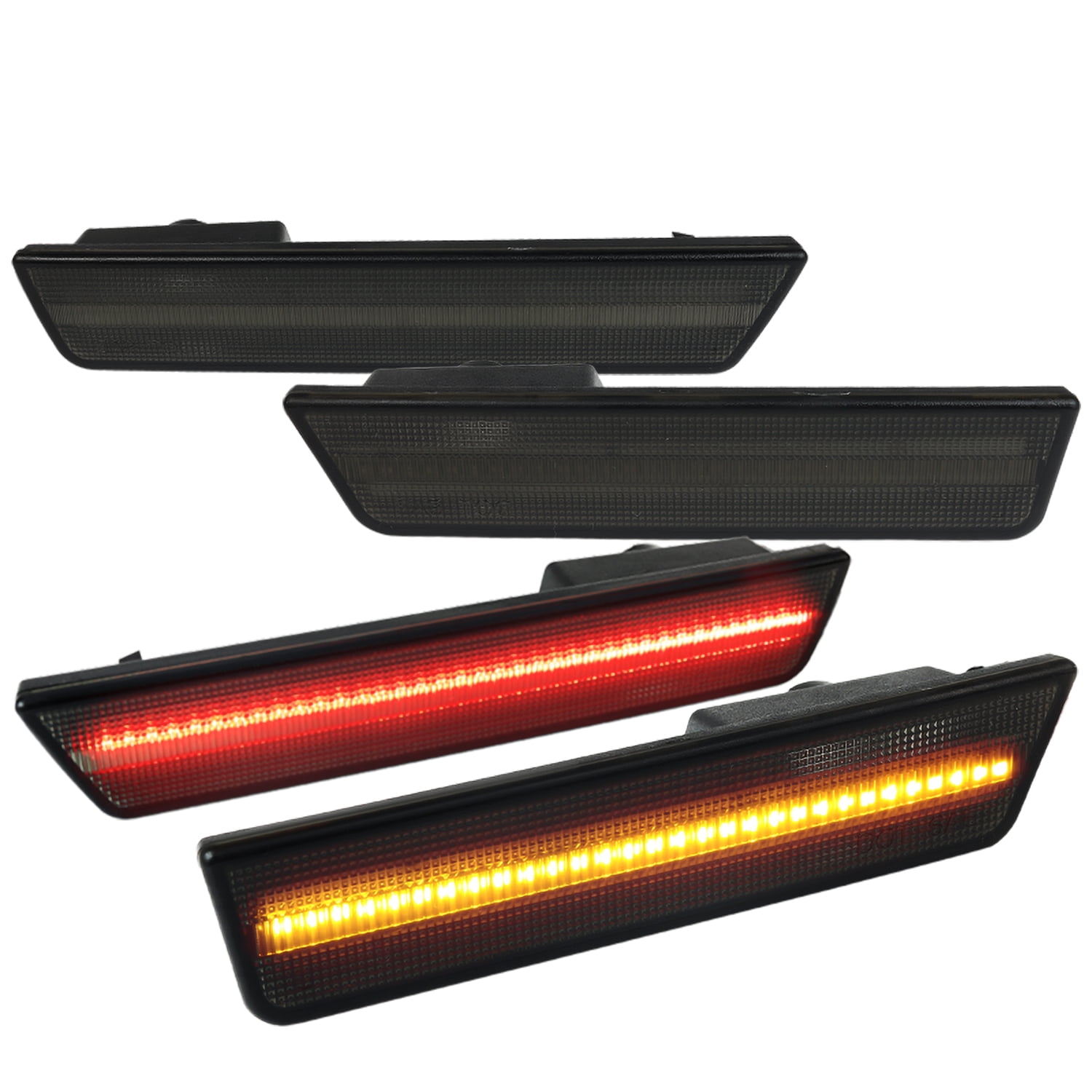 Spec-D Tuning Smoke Lens 4PC Front and Rear LED Lazer Style Side Marker ...