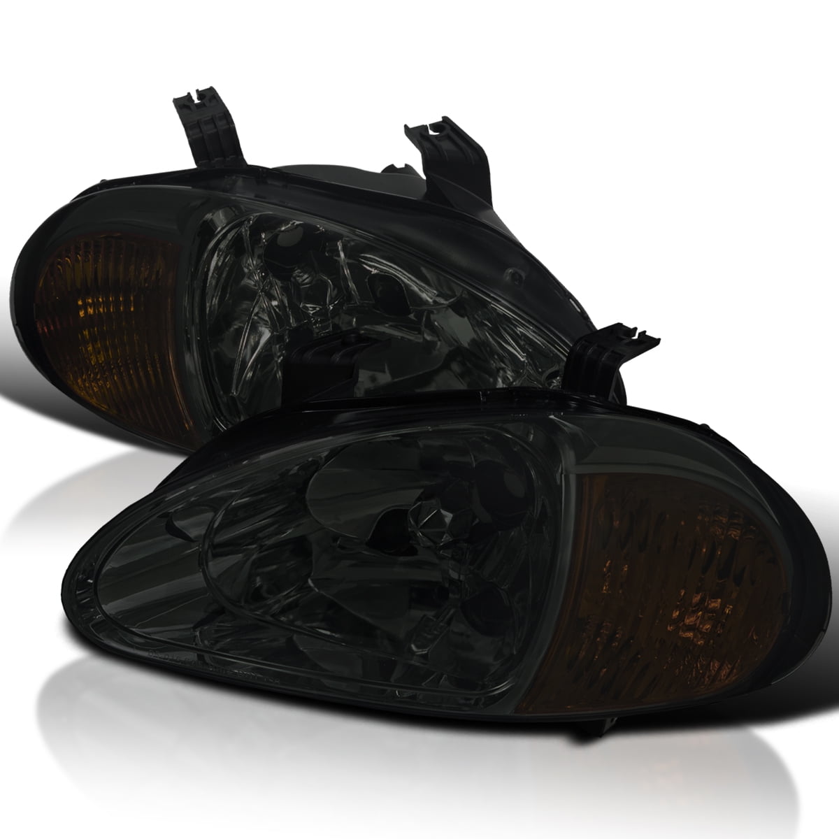 Spec-D Tuning Smoke Lens Headlights + Amber Reflector Compatible with ...