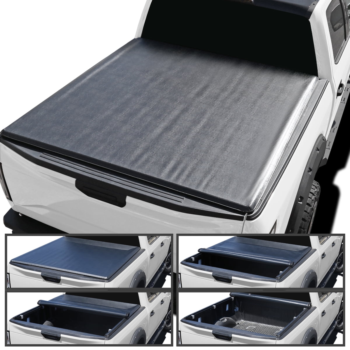 Spec-D Tuning Soft Roll Up Vinyl Tonneau Cover Compatible with 2005 ...