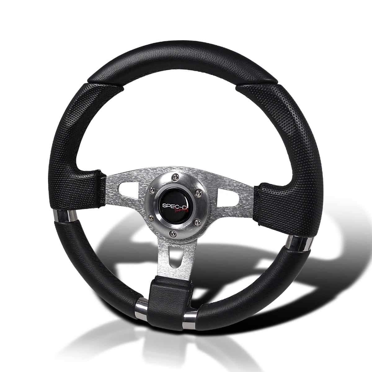 Spec-D Tuning JDM Black Leather 340mm Jet Style Racing Steering Wheel ...