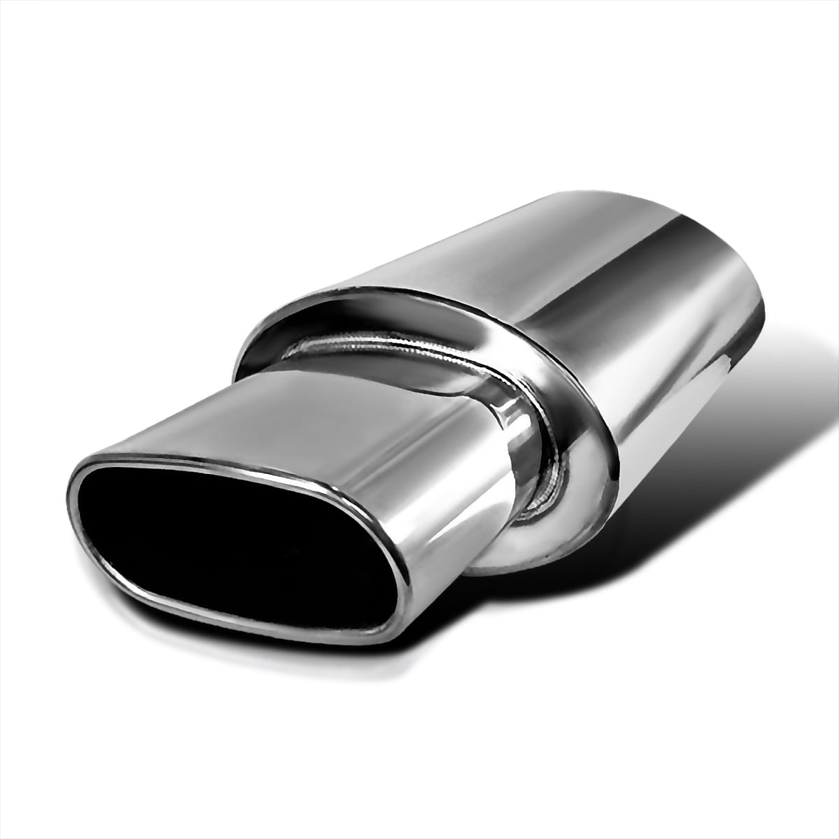 Spec-D Tuning Universal Oval Tip Hi Flow Muffler + Hp Stainless Steel ...