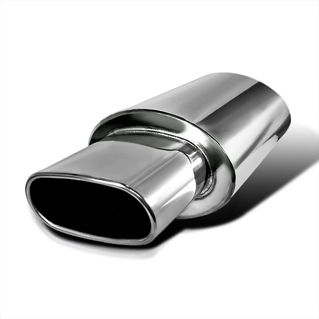 Spec-D Tuning Universal Oval Tip Hi Flow Muffler + Hp Stainless Steel ...