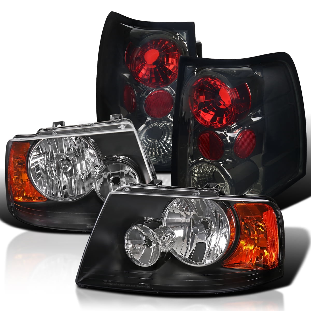 Spec-D Tuning for Ford Expedition Black Headlights + Smoked Rear Brake ...
