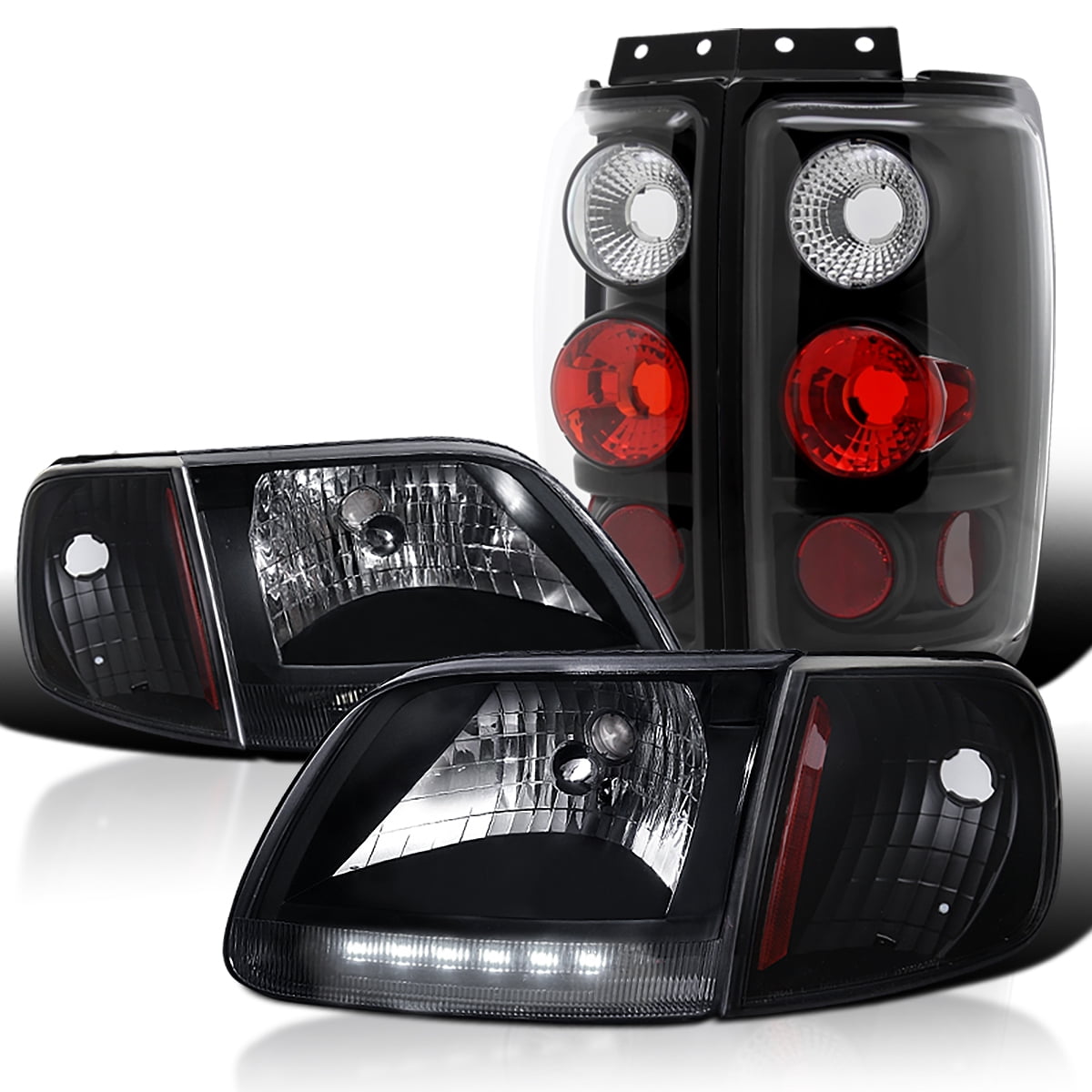 Spec-D Tuning for Ford Expedition Euro Black Headlight, LED Amber ...