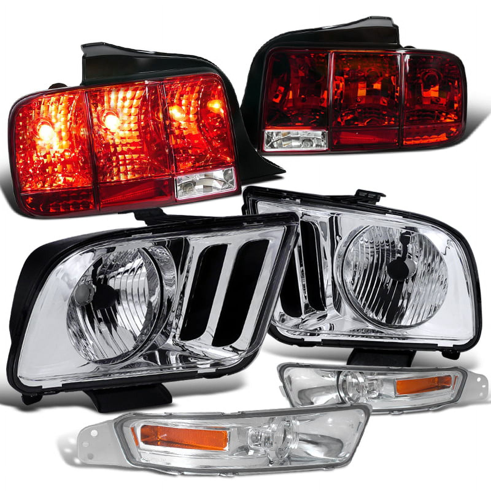Spec-D Tuning for Ford Mustang GT Crystal Chrome Headlights+Clear ...