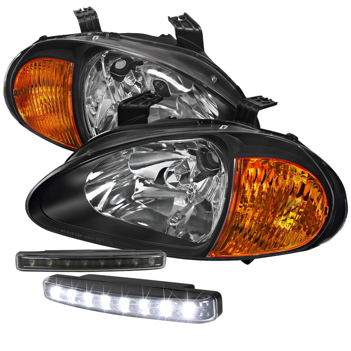 Spec-D Tuning for Honda Del Sol 2-In-1 Black Headlights Corner Lamp+8 ...