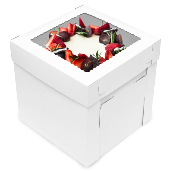 Spec101 Large Cake Boxes with Window - 60pk, 12 x 12 x 10 Inch Pastry ...