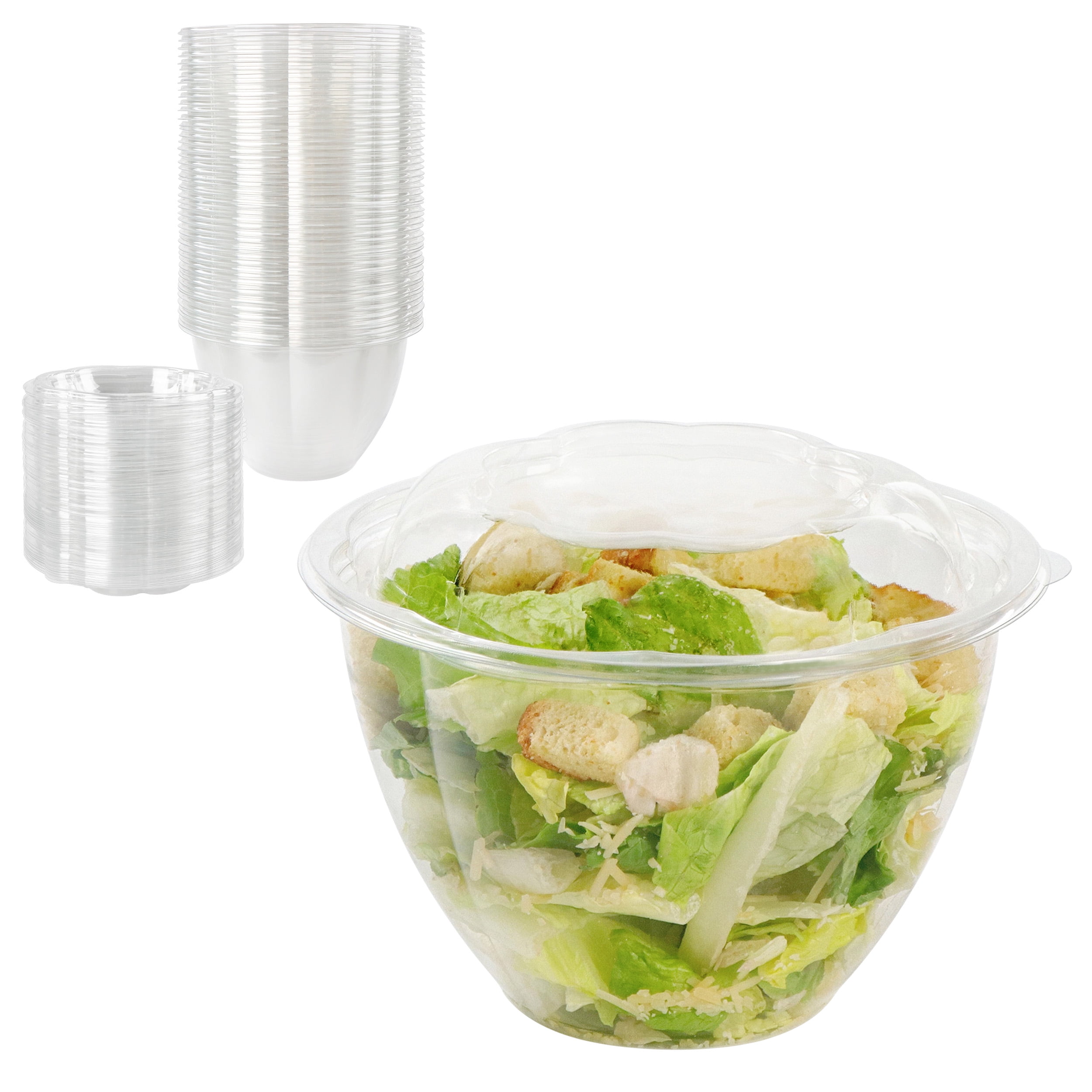 Spec101 Disposable Salad Bowls with Lids - 48oz Prep Containers for ...