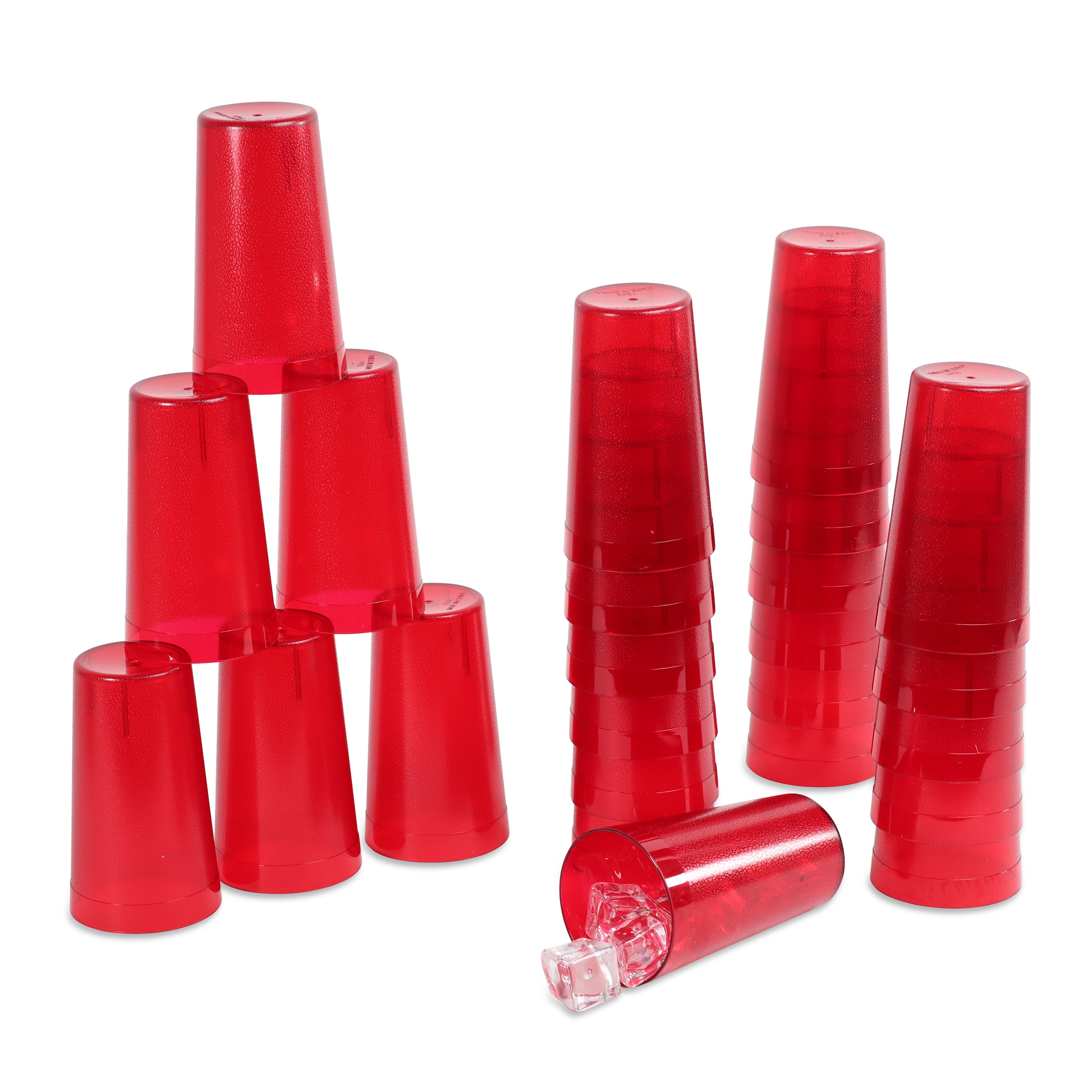 Spec101 Reusable 12oz Red Hard Plastic Cups, 24-Pack, Textured ...