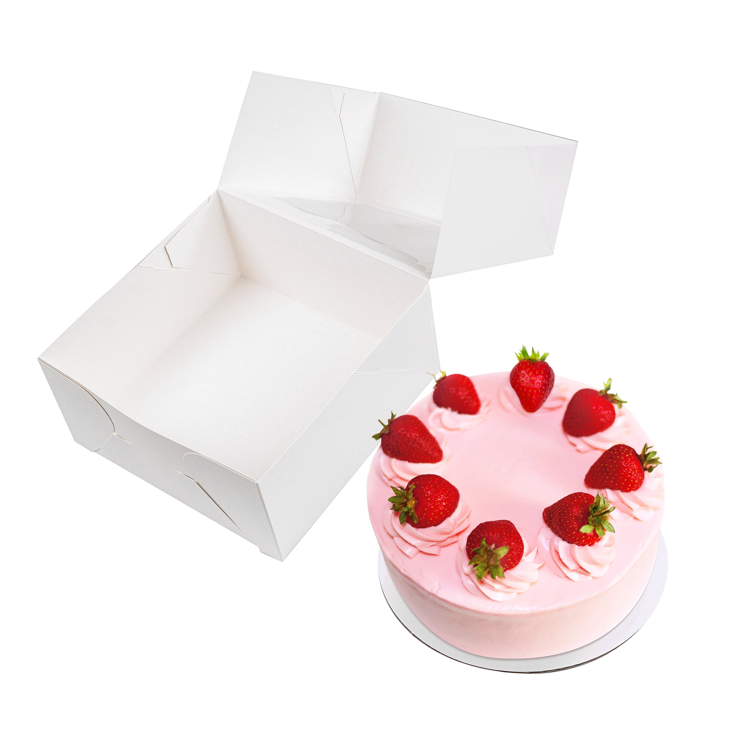 Spec101 Square Cake Boxes with Window - 10pk White Cake Boxes 10x10x5 ...