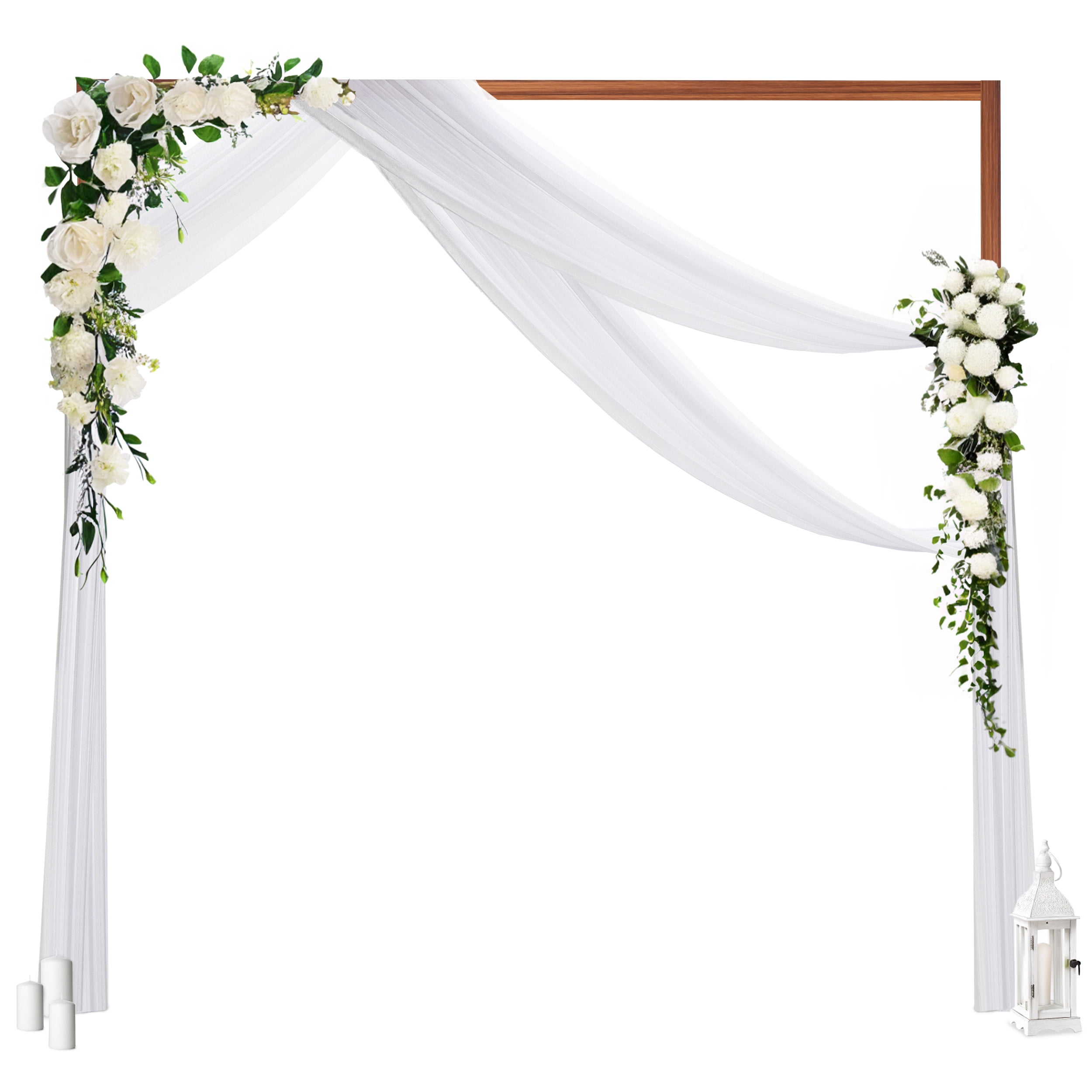 Spec101 White Backdrop Curtains - 6pk 5x10ft Wedding Arch Draping ...