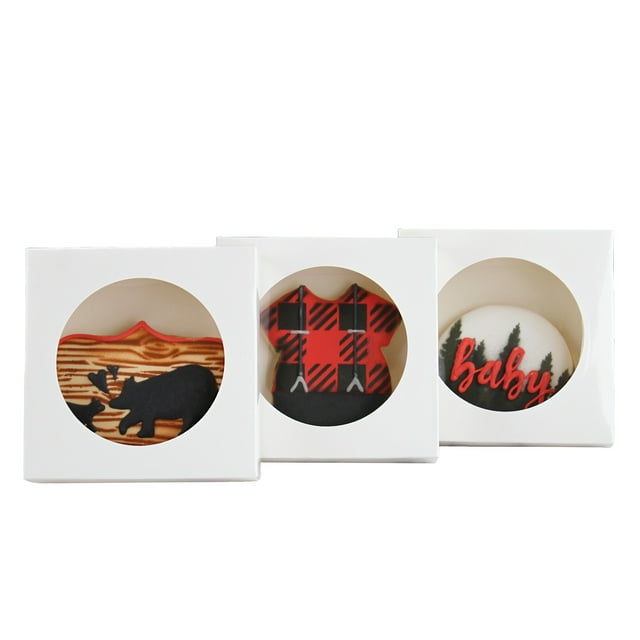 Spec101 White Small Cookie Box with Window - 100pk 4.4in Square Bakery ...