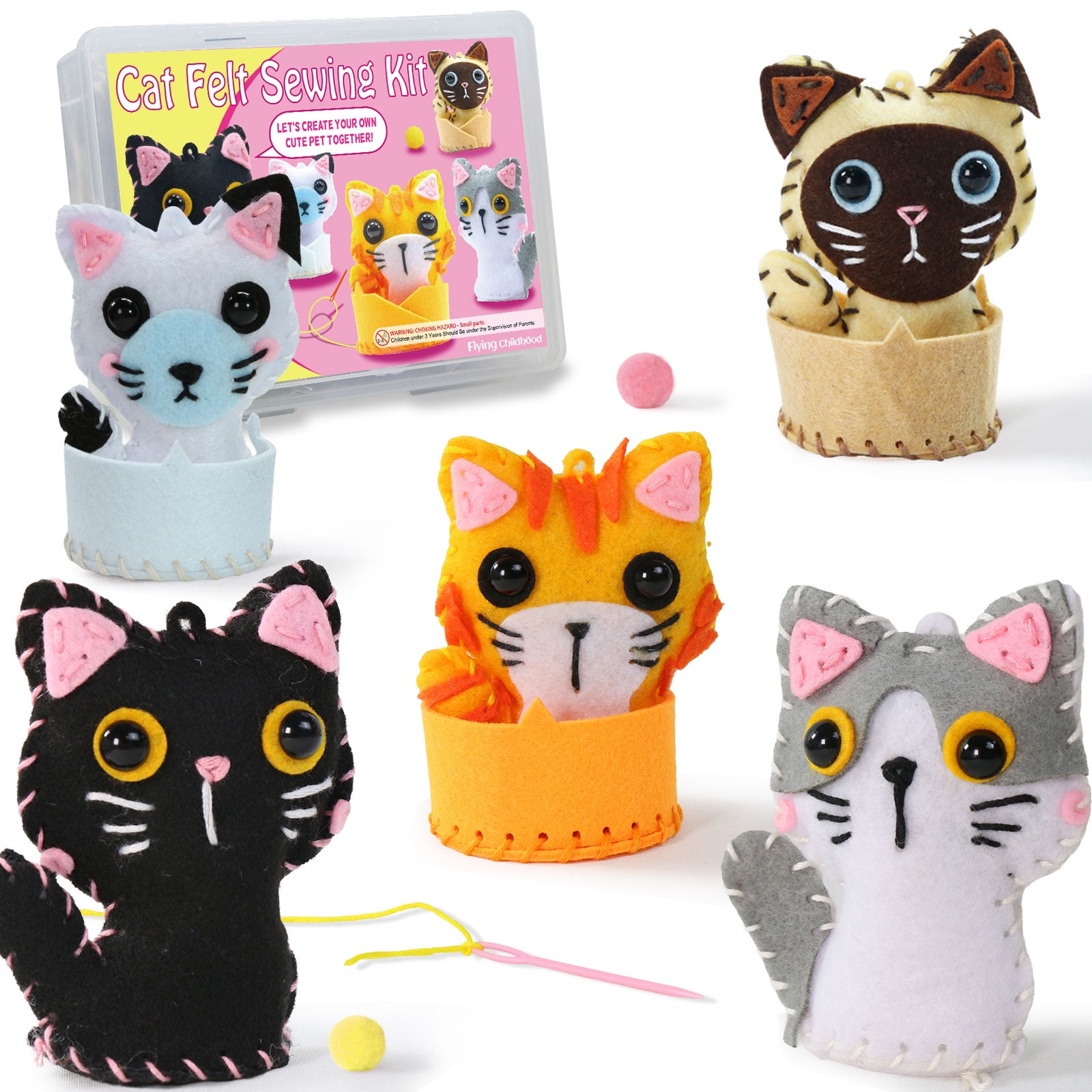 Special ABC Party Creative 5 Cats Felt Sewing Kit with Nylon Pendant ...