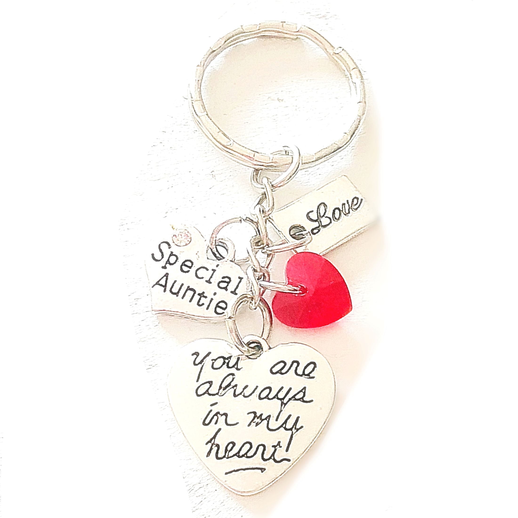 Special Auntie Silver Charm Keychain You Are Always in My Heart ...