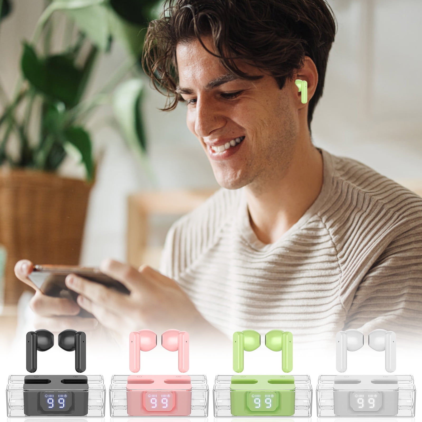 Special Discount,SP28TWS Transparent E90 Digital Bluetooth Headphones 5 ...