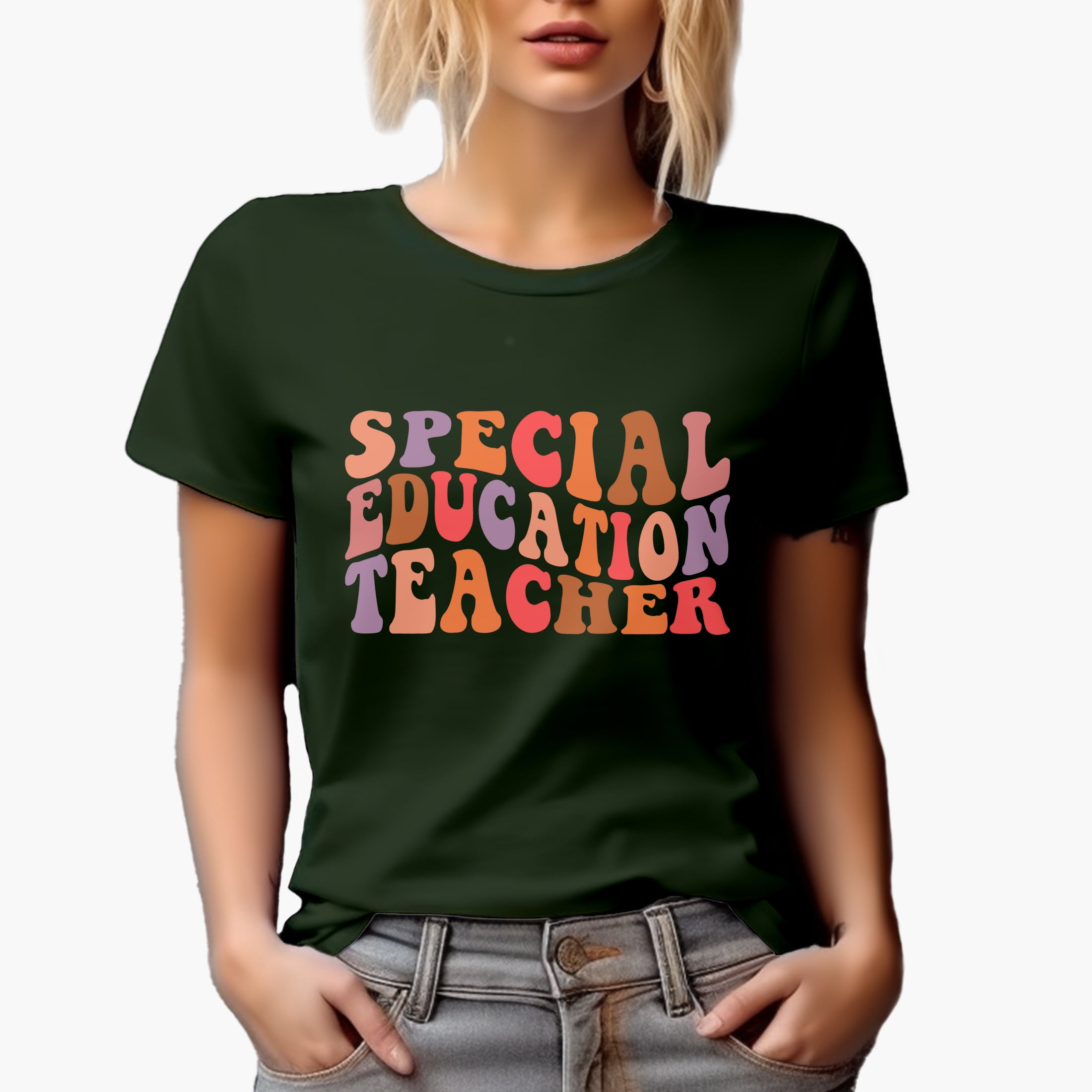 Special Education Teacher, Teaching Themed, Groovy Retro Wavy Text ...