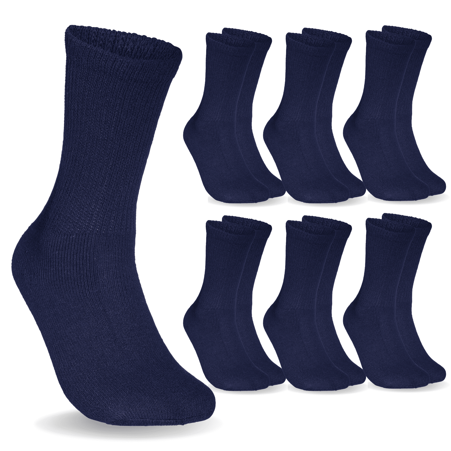 Special Essentials Non-Binding Cushioned Diabetic Crew Socks, 6 Pairs, Cotton Blend, for Men ...
