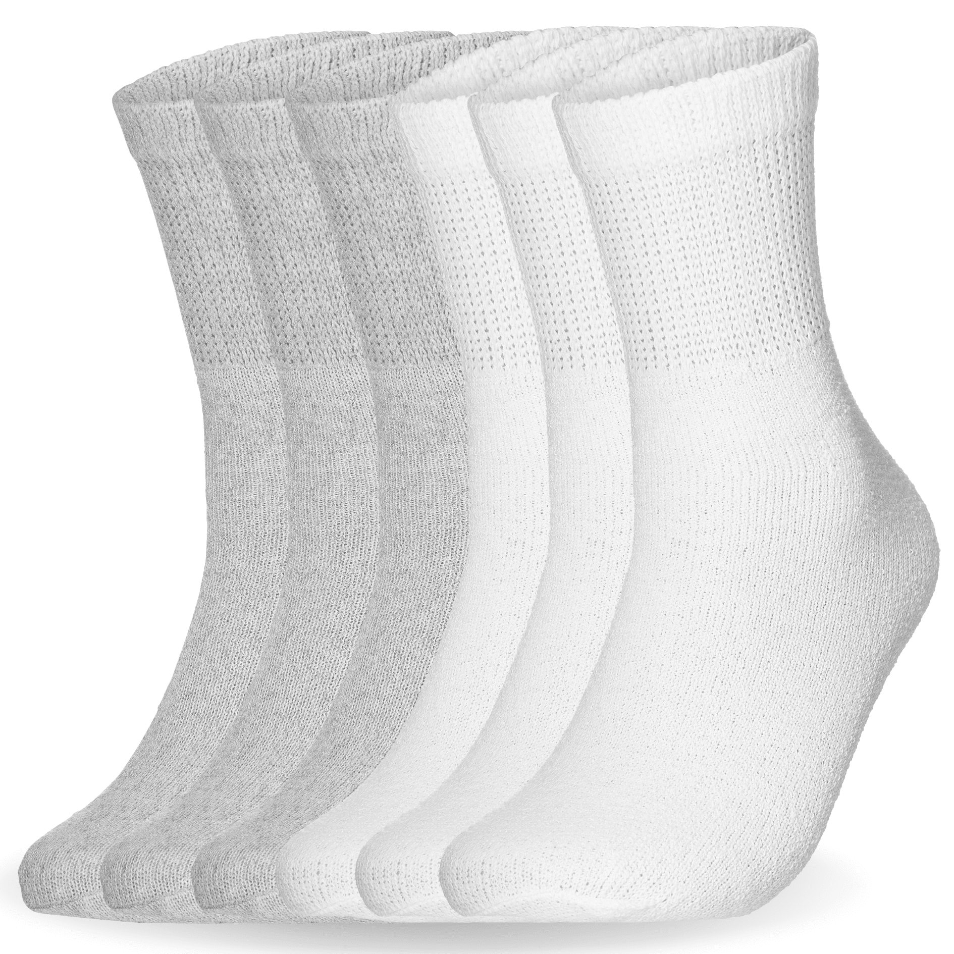 Special Essentials 6 Pairs Men's White and Grey Cotton Diabetic Ankle Socks 10-13 - Walmart.com