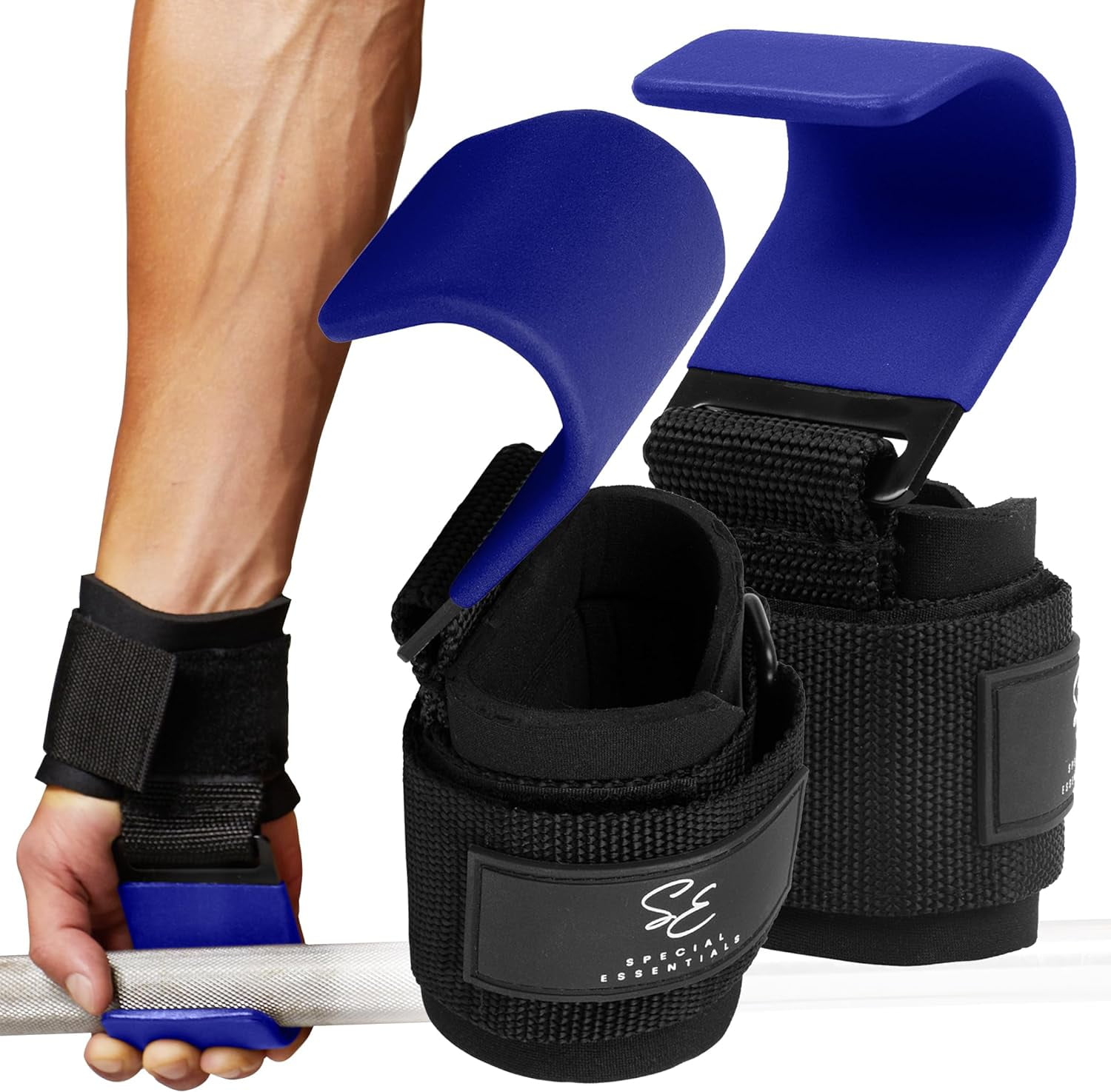 Special Essentials Weight Lifting Hooks - 1 Pair of Premium Steel Hooks ...