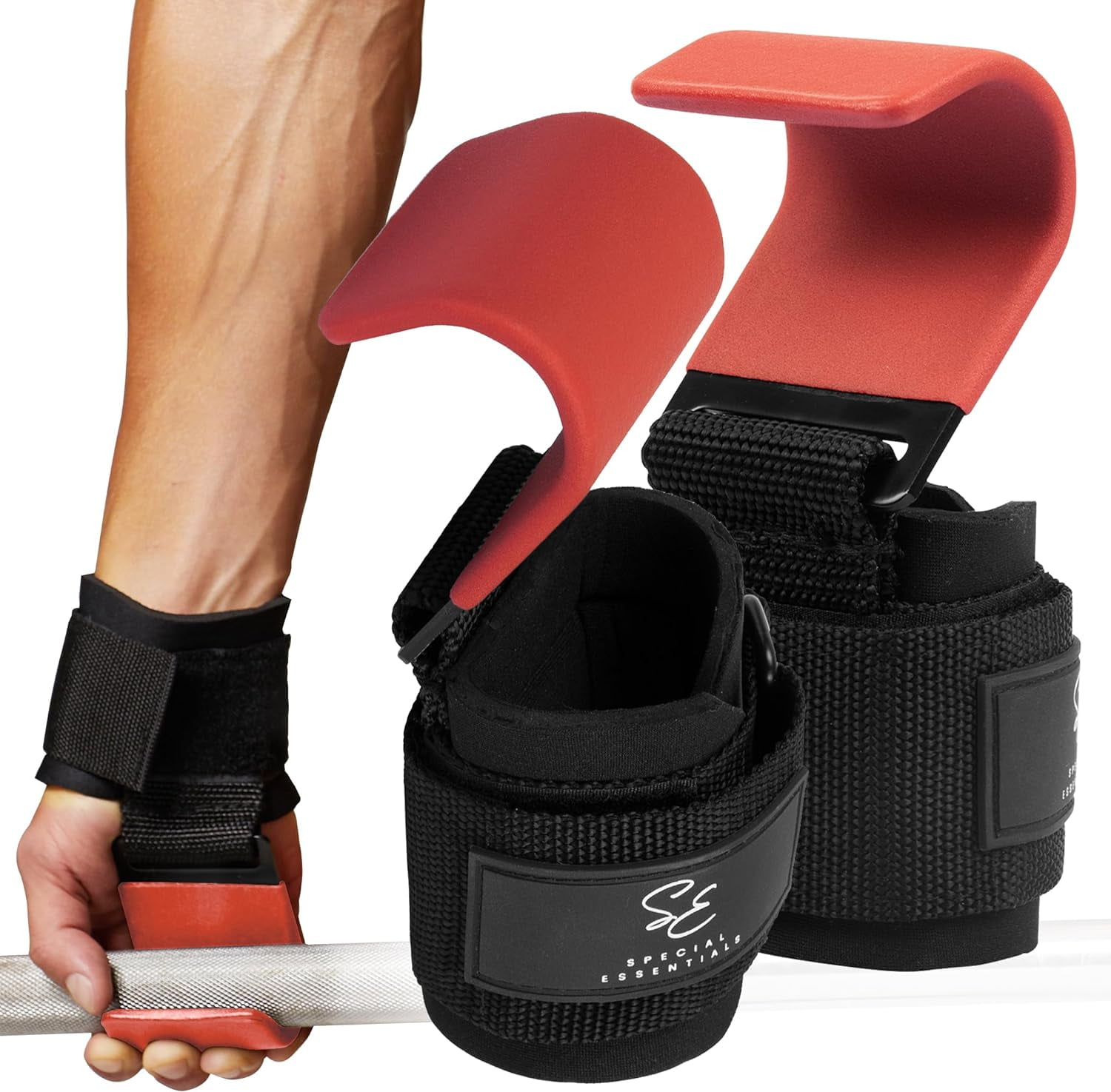 Special Essentials Weight Lifting Hooks - 1 Pair of Premium Steel Hooks ...