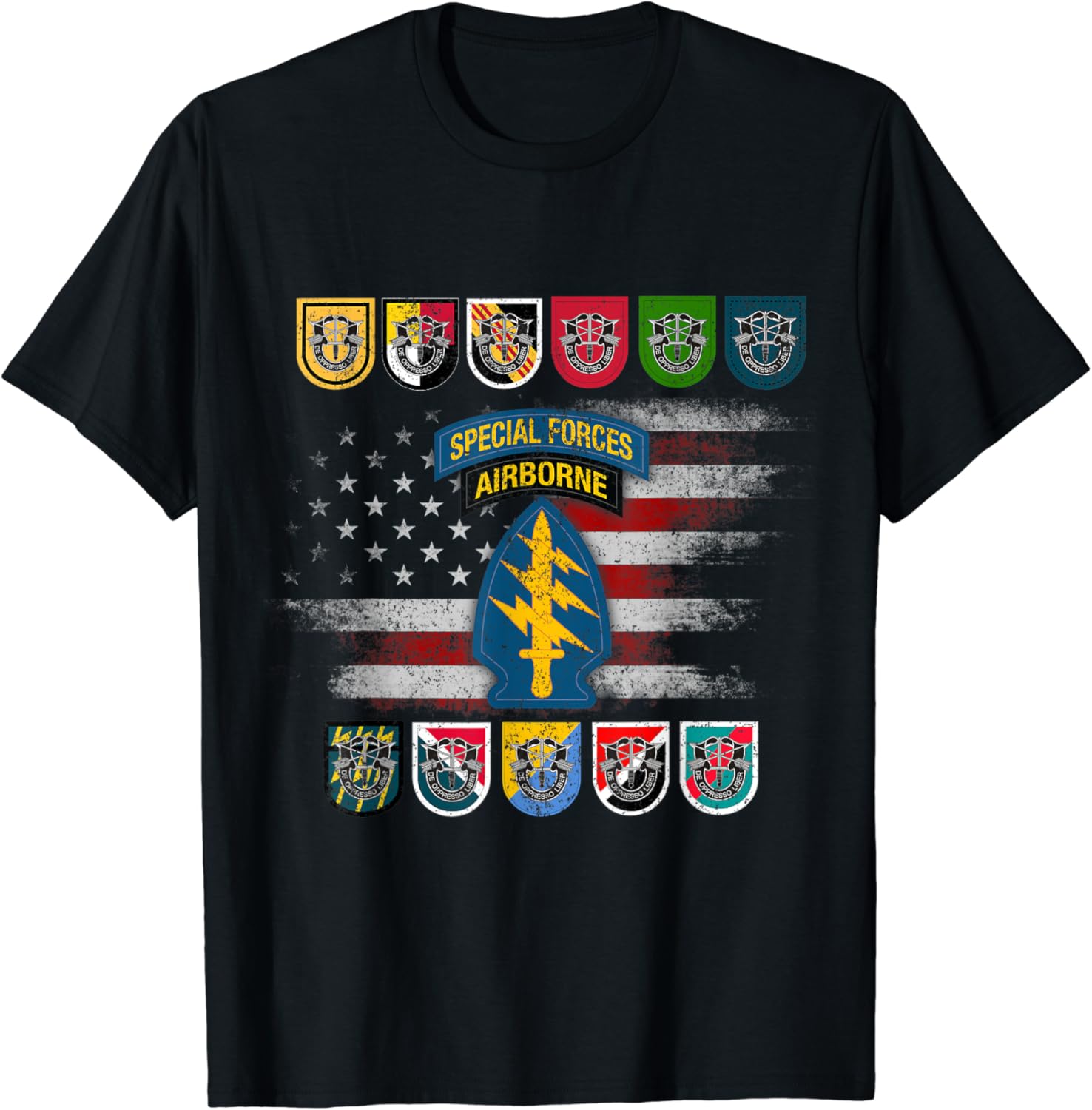 Special Forces Group Airborne Veteran SFG 4th of July Mens T-Shirt ...