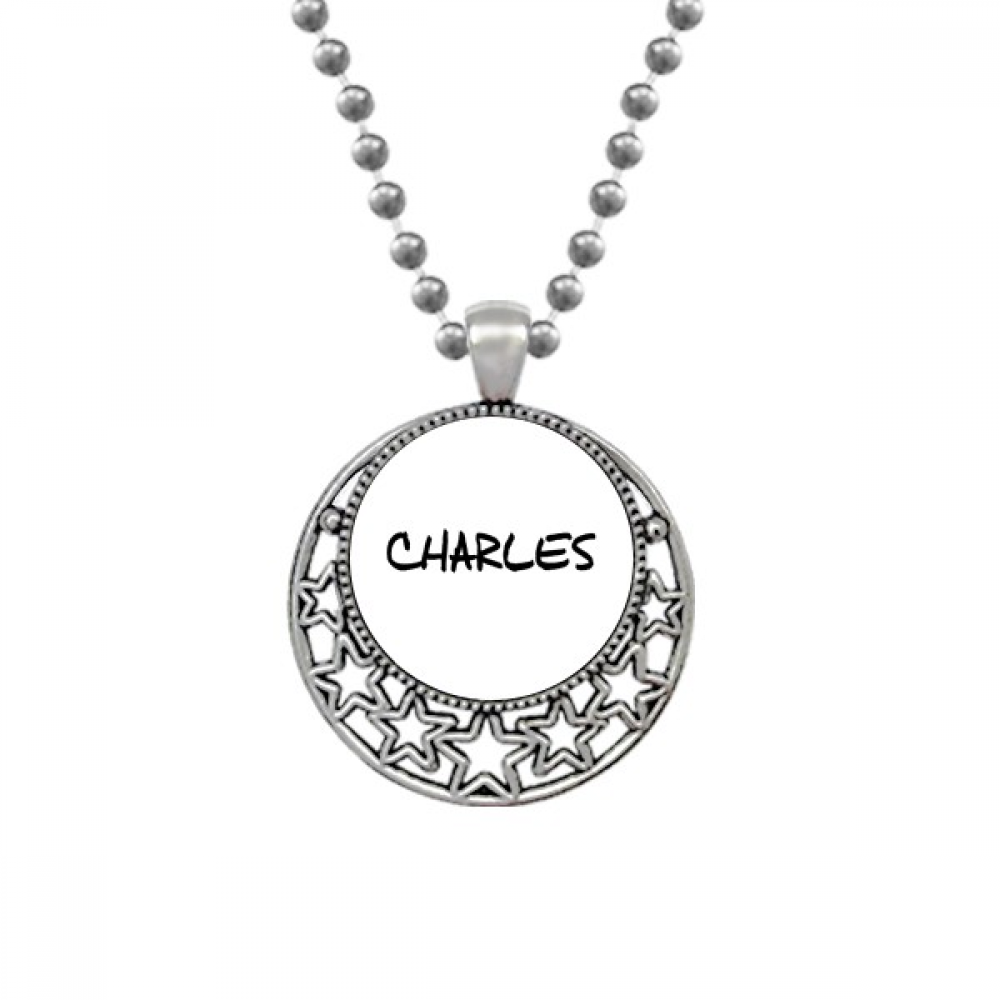 Special Handwriting English Name CHARLES Necklaces Pendant Retro Moon ...