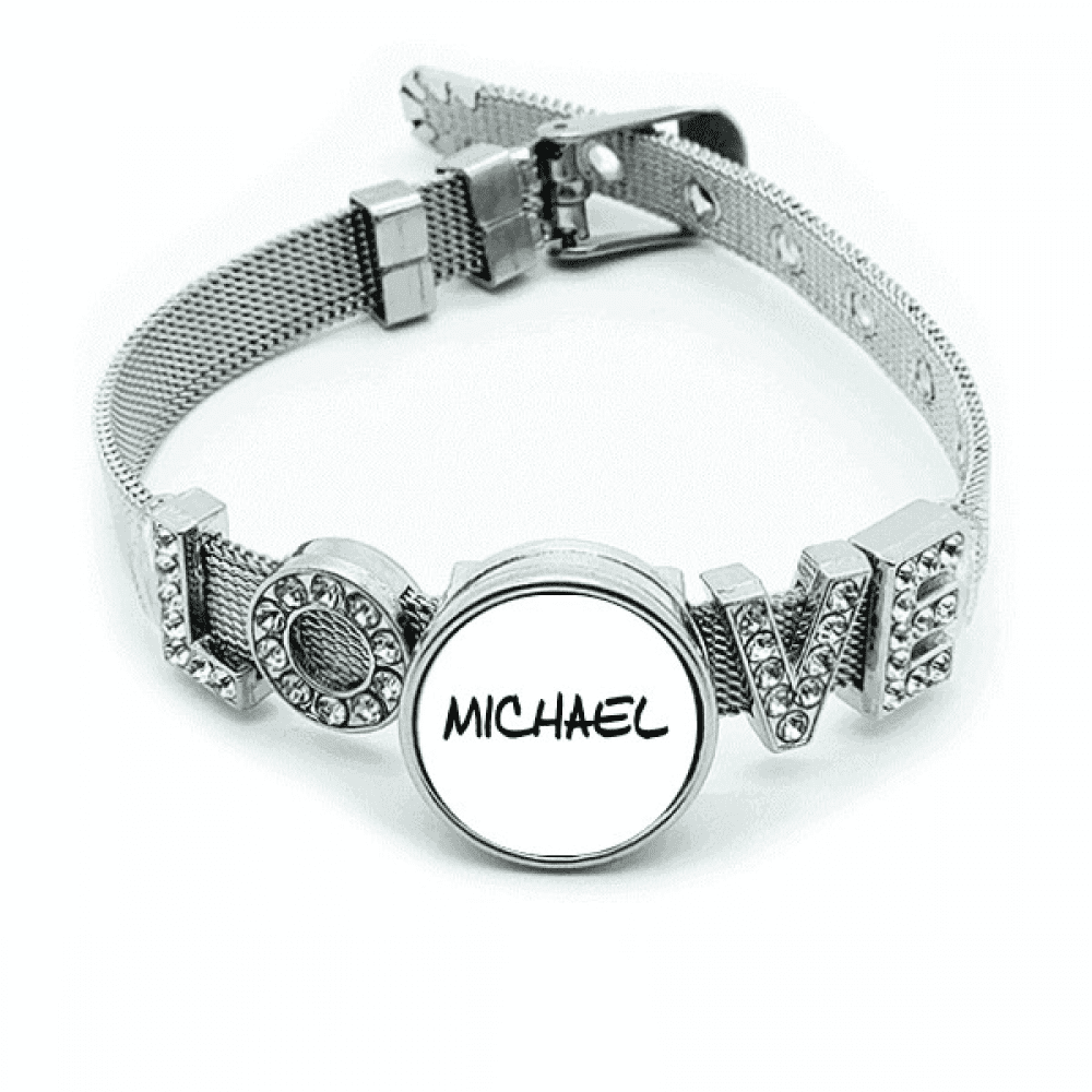 Special Handwriting English Name MICHAEL Bracelet Wristband Crystal ...