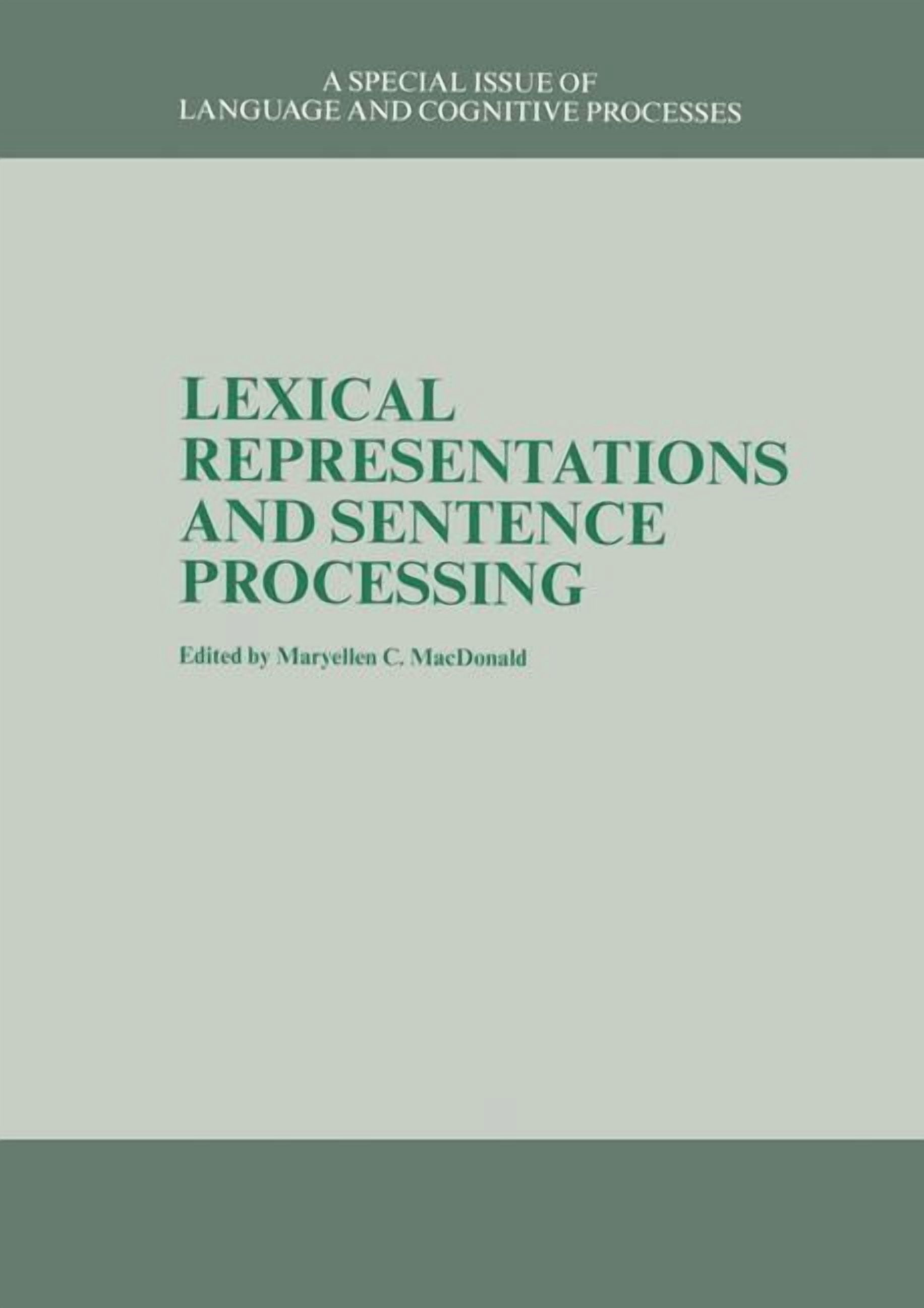 Special Issues of Language and Cognitive Lexical Representations and ...