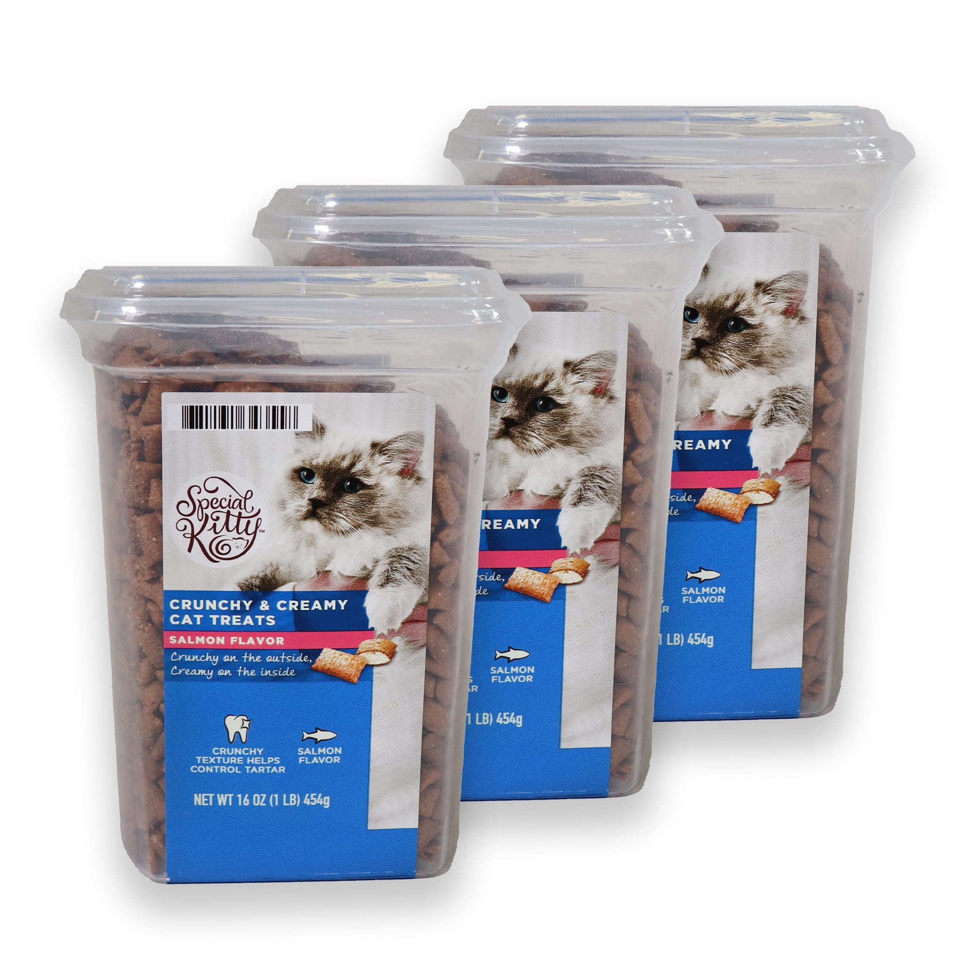 Special Kitty Crunch & Creamy Cat Treats, Salmon, 16 oz, 3-Pack ...