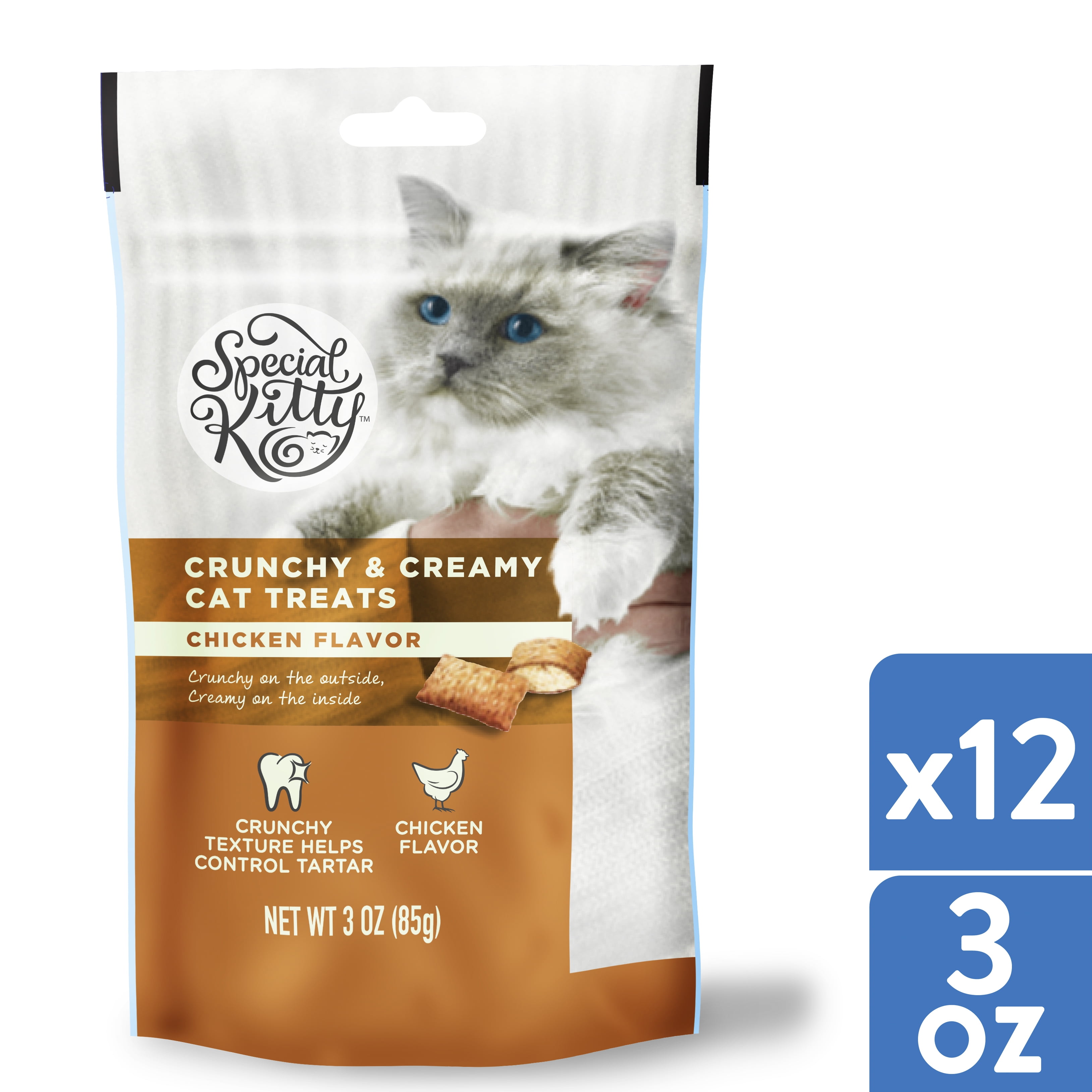 Special Kitty Crunchy & Creamy Cat Treats, Chicken, 3 oz, 12-Pack ...