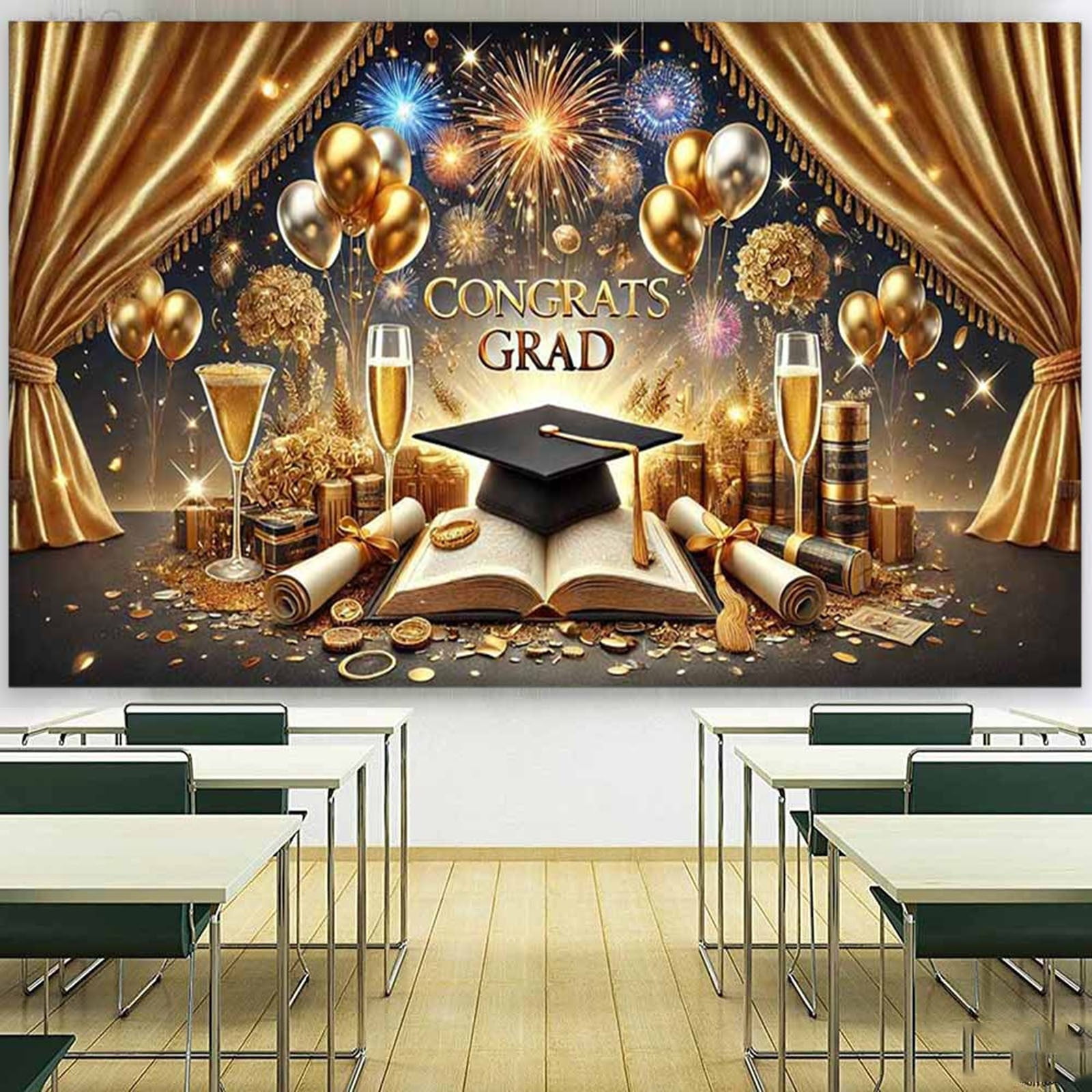 Special Offer! Graduation Backdrop Decorations, Congrats Grad Banner ...