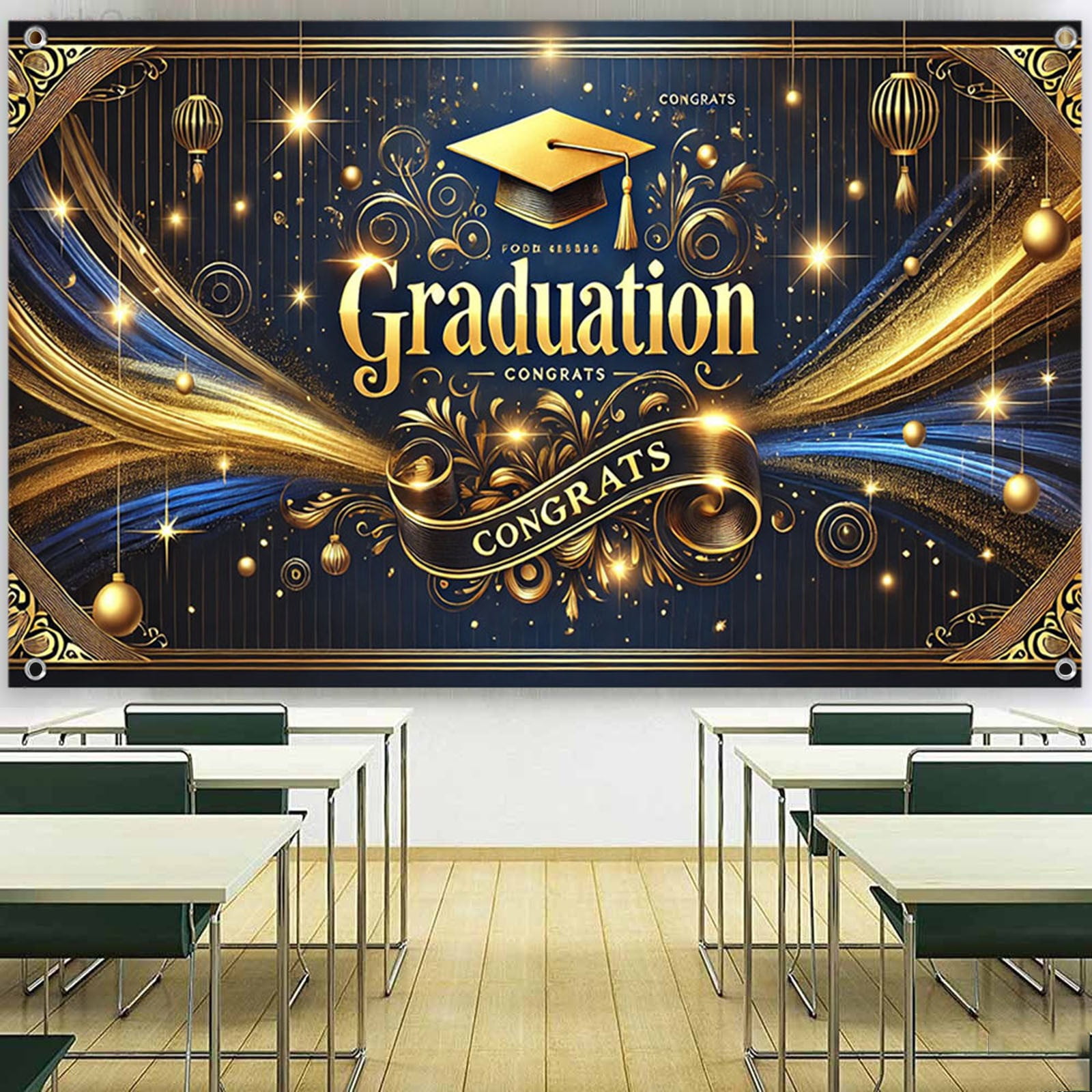 Special Offer! Graduation Backdrop Decorations, Congrats Grad Banner ...