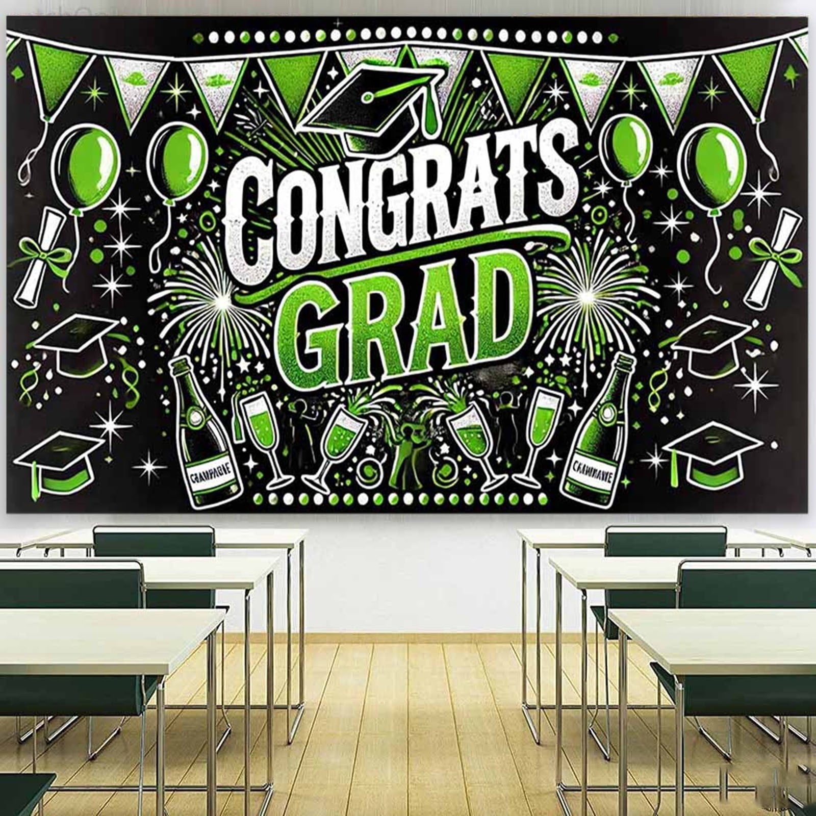 Special Offer! Graduation Backdrop Decorations, Congrats Grad Banner ...