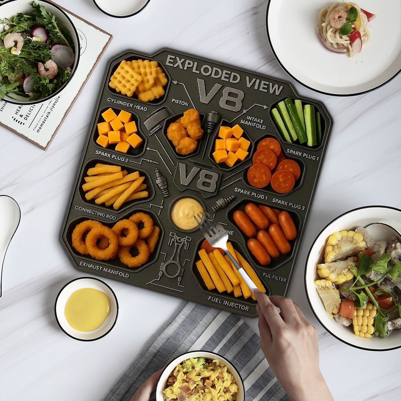 Special Offer! Ywbawe V8 Engine Food Platter, Reusable Plastic Lunch ...