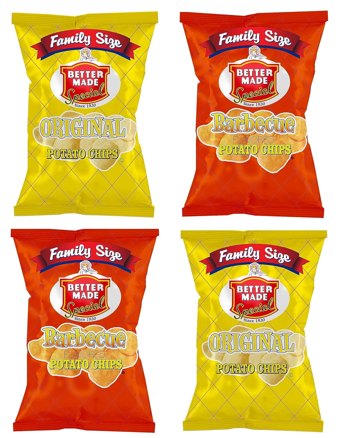 Special Original & BBQ Potato Chips Variety Pack (4) x Family Size Bags ...