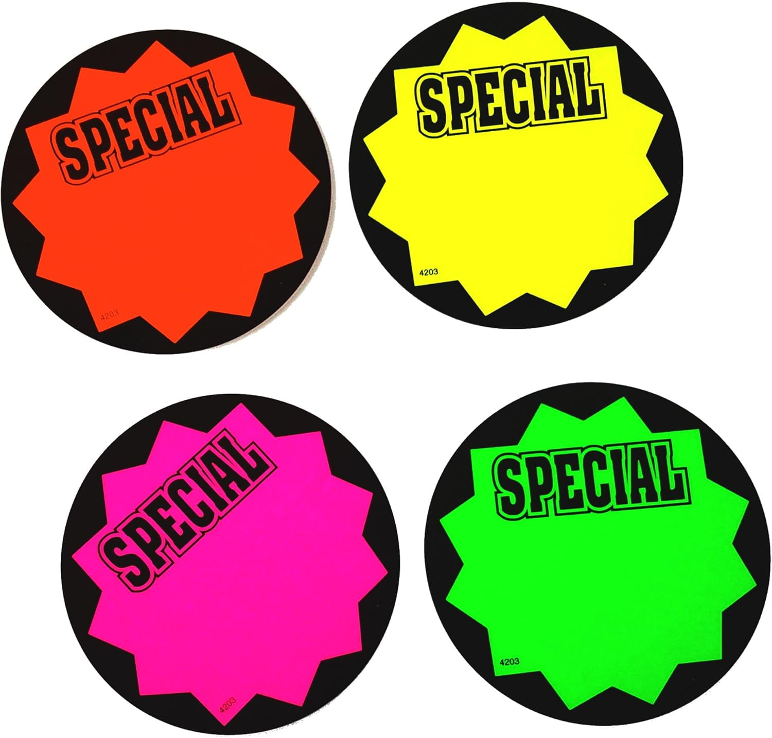 Special Round Fluorescent Neon Sign Cards - Multi-Pack - 100 Total ...